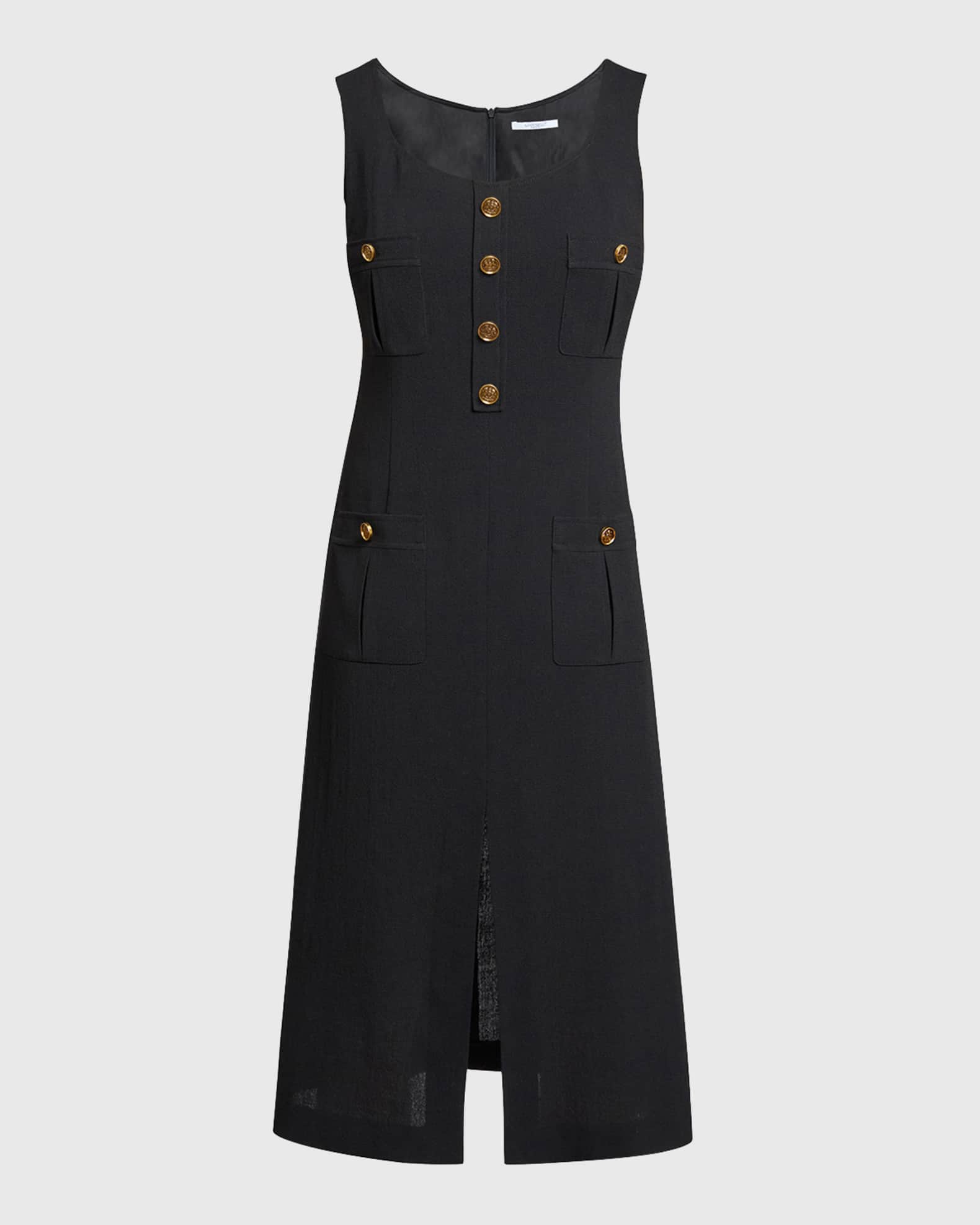 Santorelli Fanny Button-Embellished Crepe Dress | Neiman Marcus