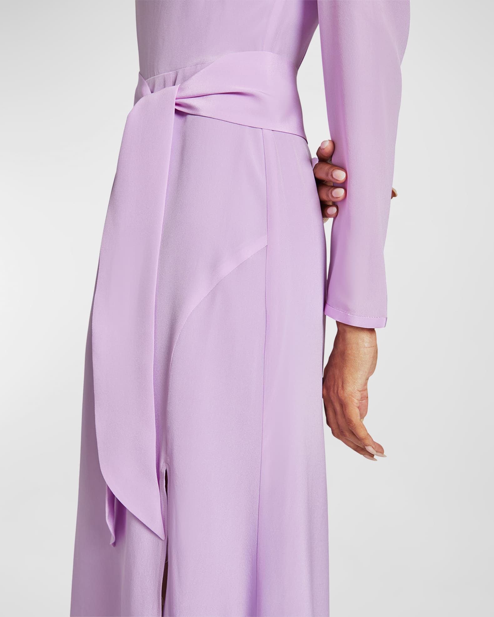 Santorelli Piper Cowl-Neck Silk Crepe De Chine Midi Dress | Neiman Marcus