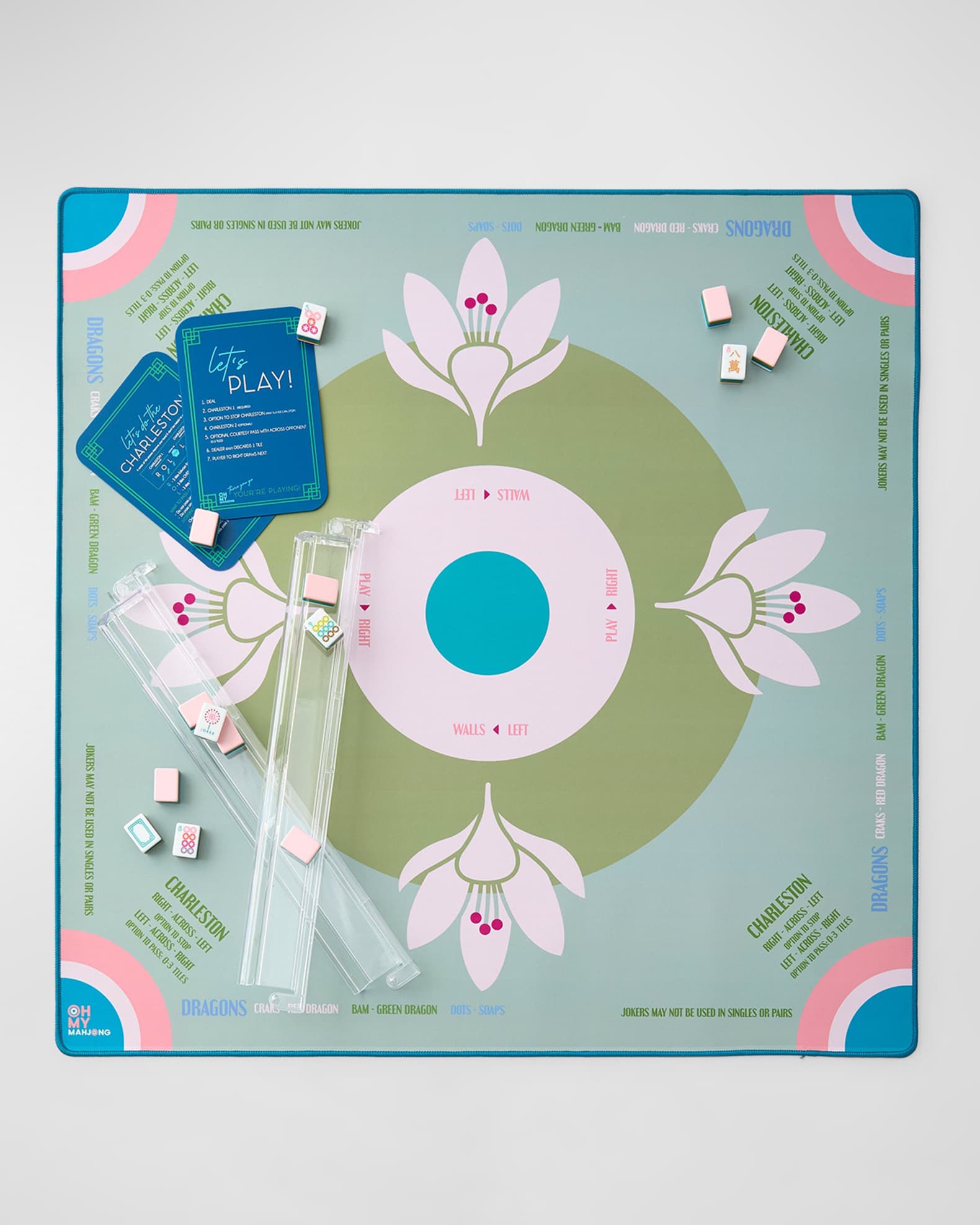 OH MY MAHJONG Sage Lotus Neoprene Mahjong Mat | Neiman Marcus