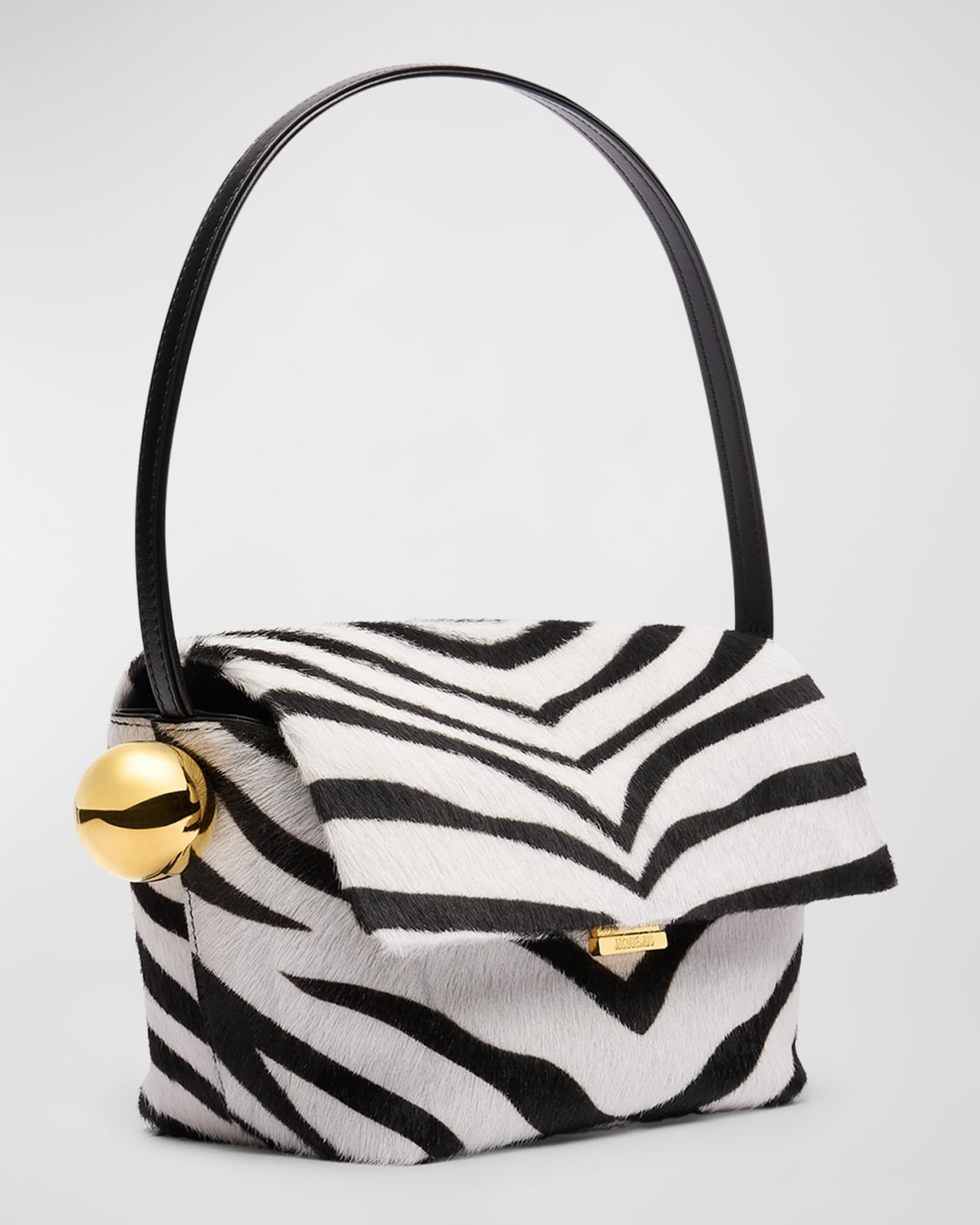 Jacquemus Le Rond Carre Zebra-Printed Leather Shoulder Bag | Neiman Marcus