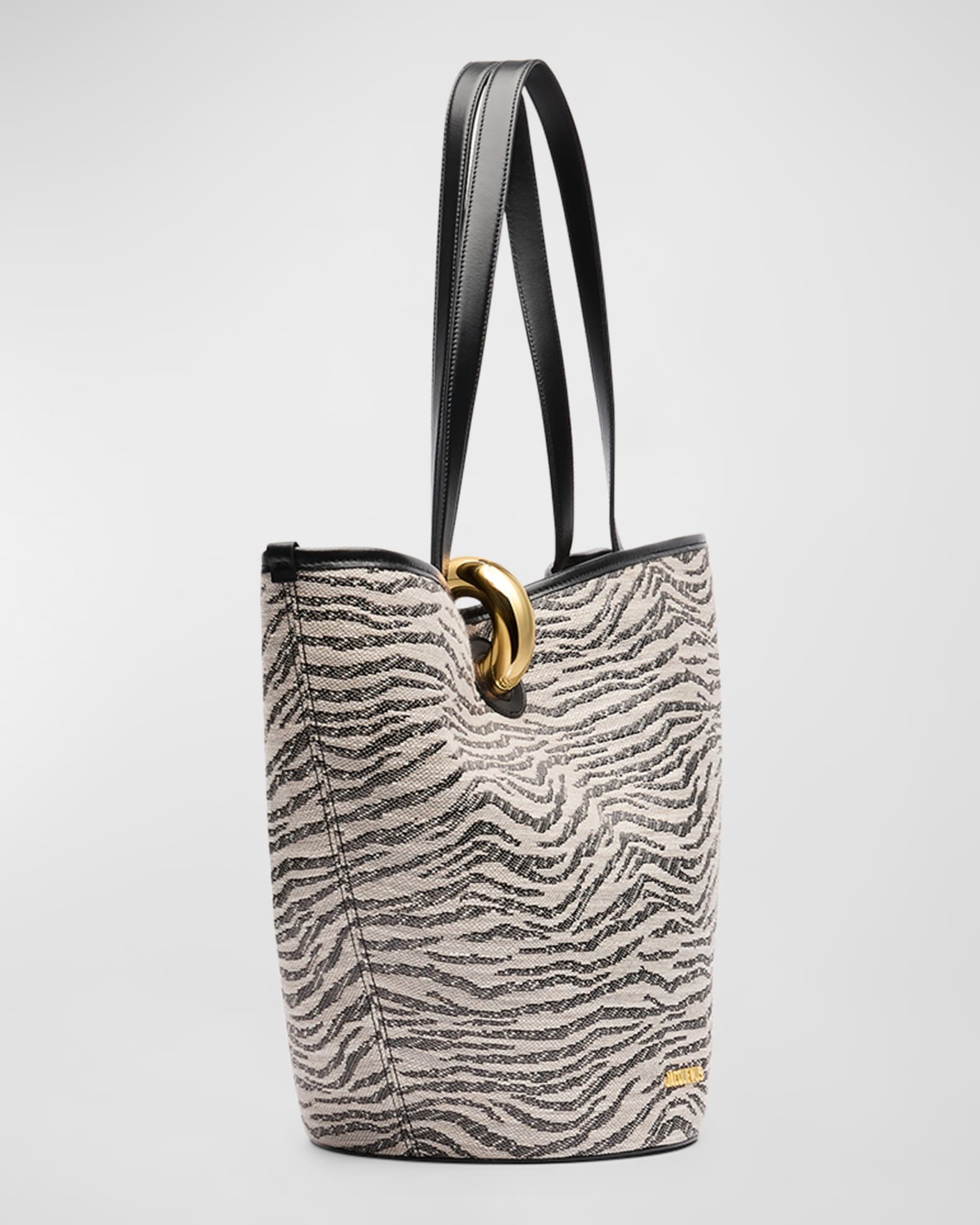 Jacquemus Le Bambola Zebra Canvas and Leather Shoulder Bag | Neiman Marcus