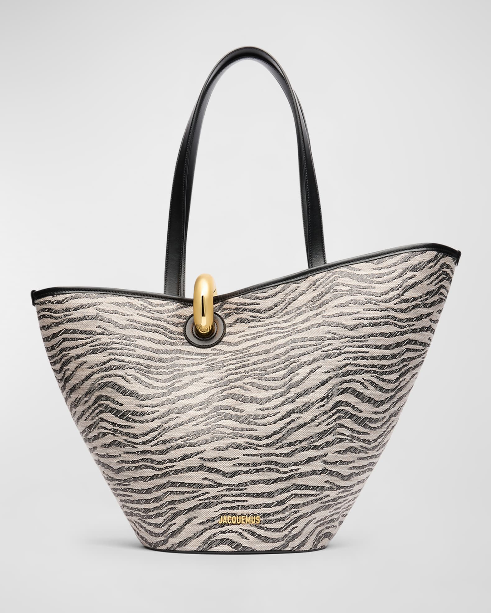 Jacquemus Le Bambola Zebra Canvas and Leather Shoulder Bag | Neiman Marcus