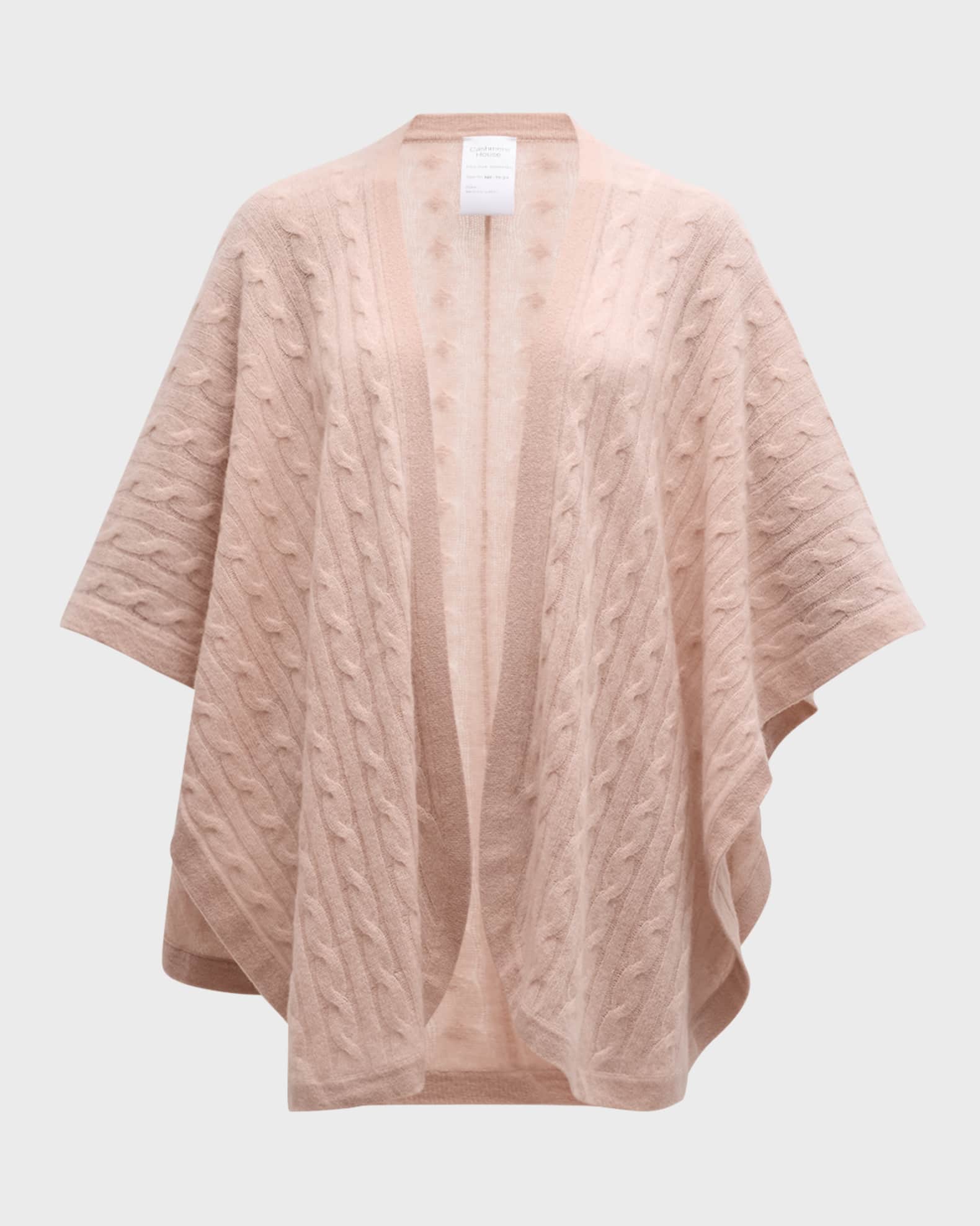 Neiman Marcus Cashmere Collection Cashmere Cable-Knit Cape | Neiman Marcus