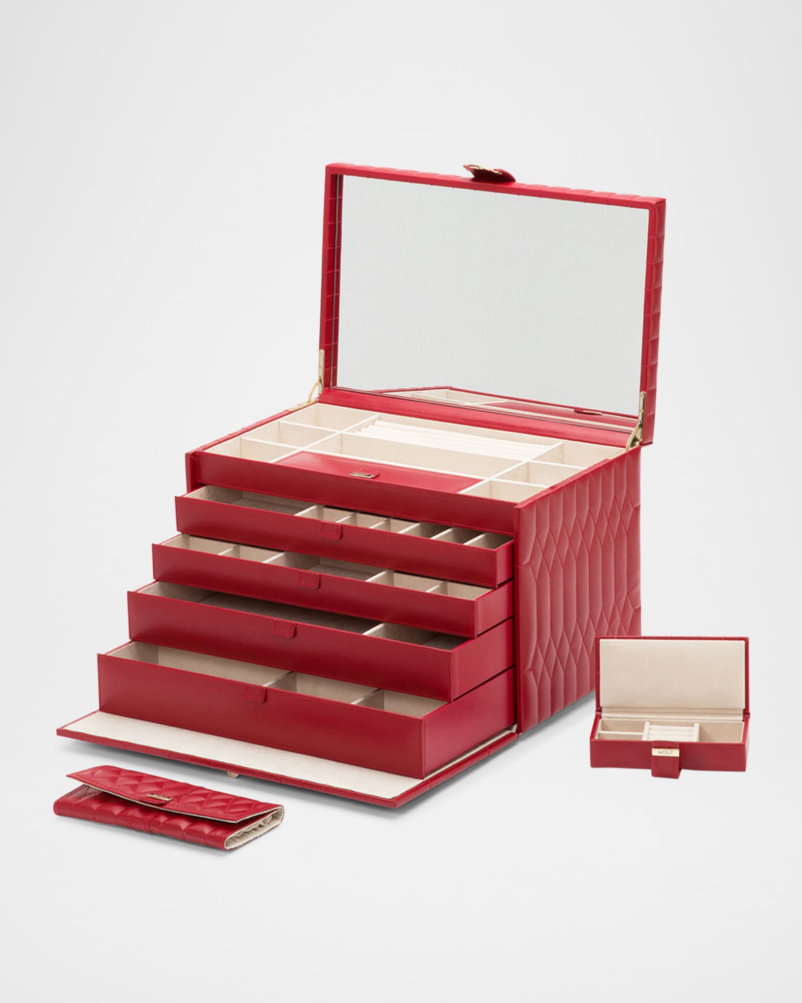 WOLF Caroline Red Extra Large Jewelry Case | Neiman Marcus