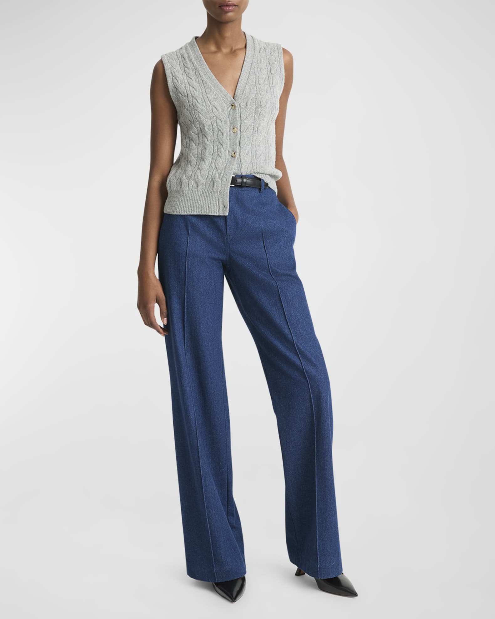 Vince Wool and Cashmere Cable-Knit Vest | Neiman Marcus