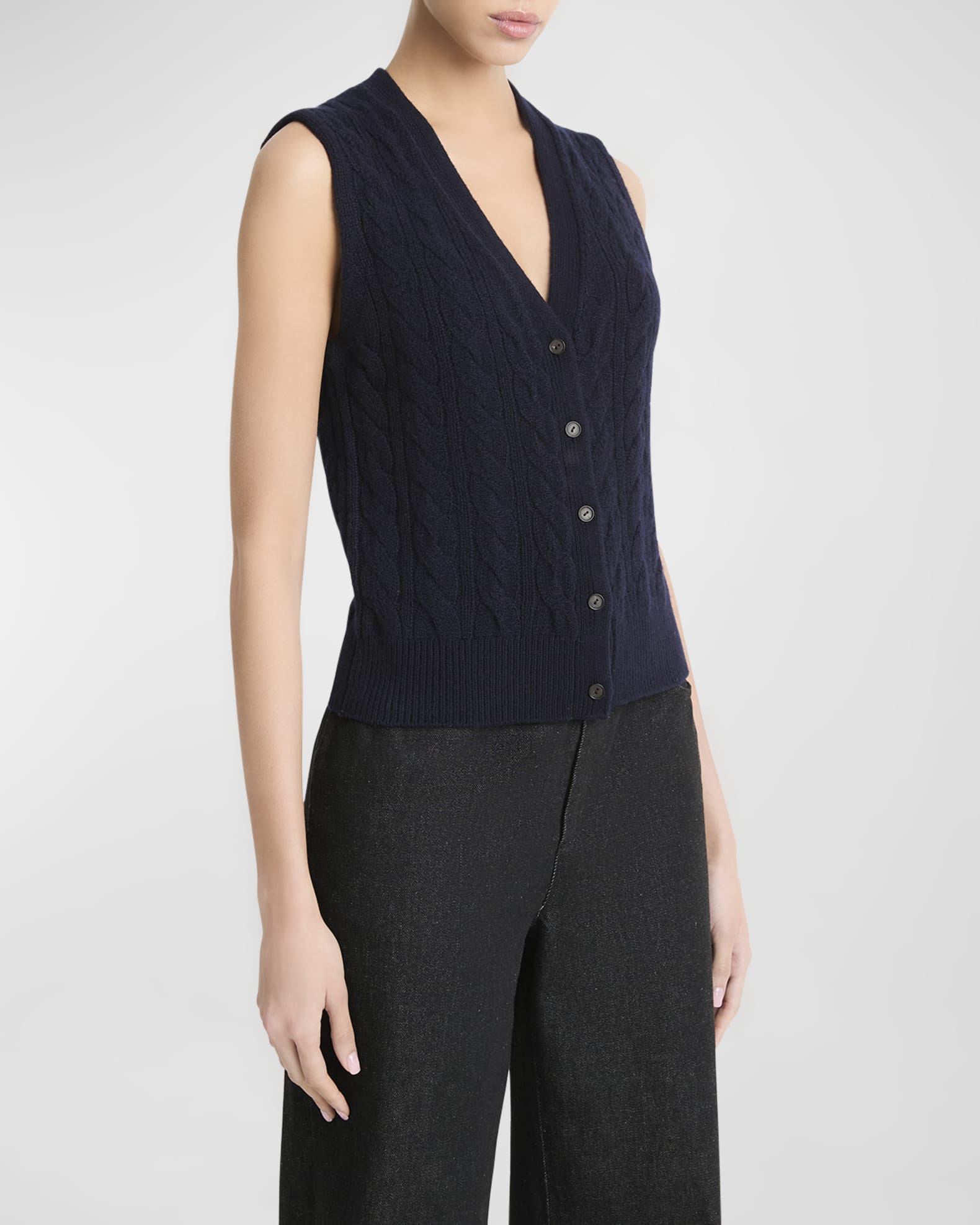 Vince Wool and Cashmere Cable-Knit Vest | Neiman Marcus