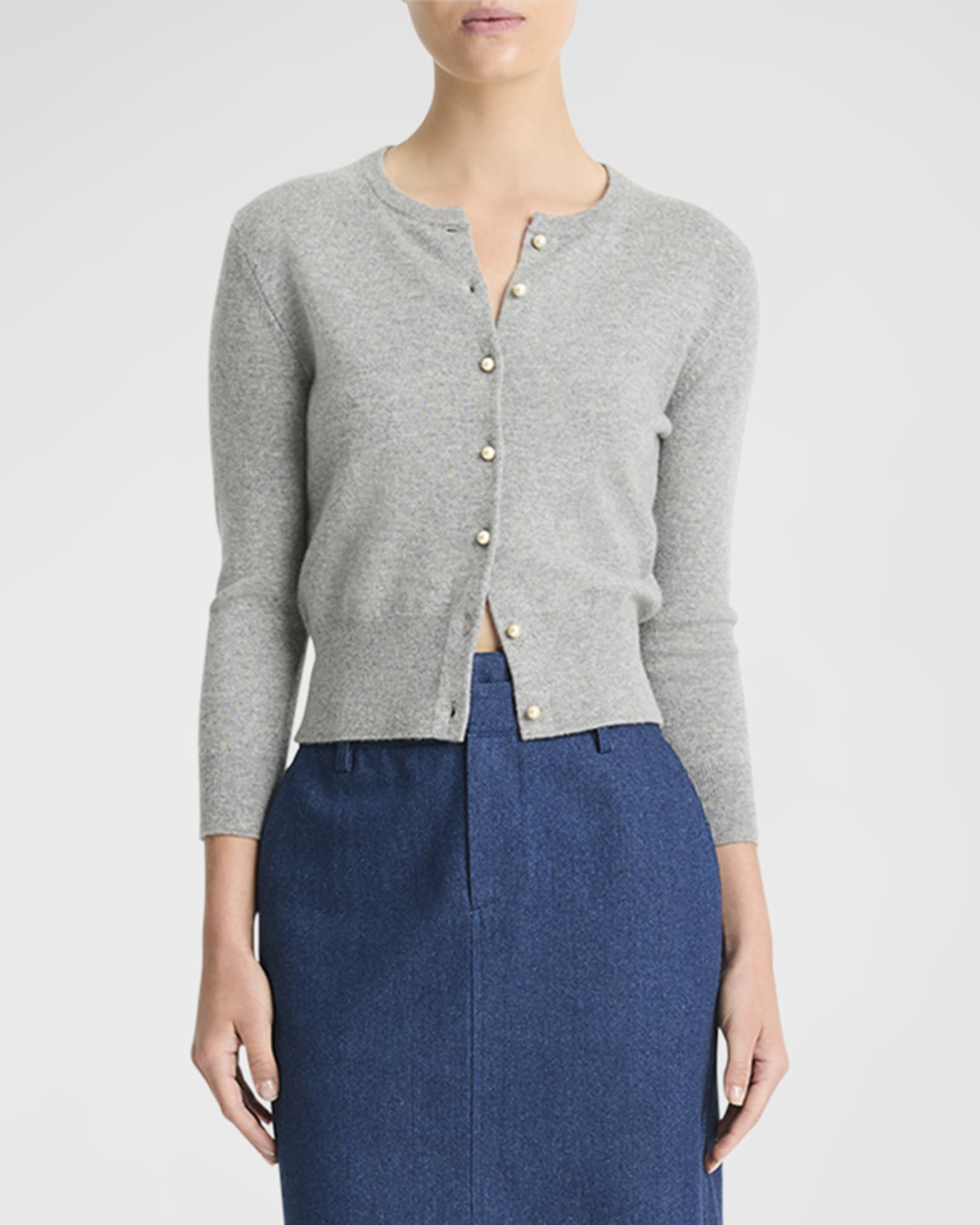 Vince Wool and Cashmere Pearly Button Cardigan | Neiman Marcus