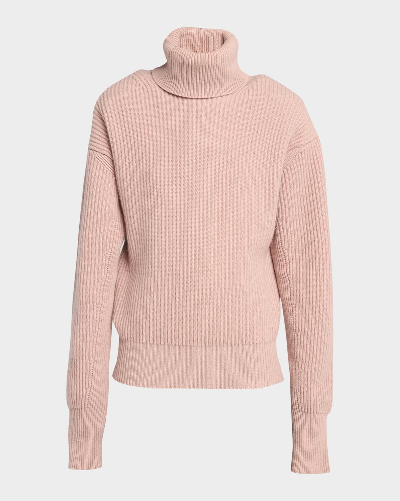 Stella McCartney Cashmere Ribbed Foldover Turtleneck | Neiman Marcus
