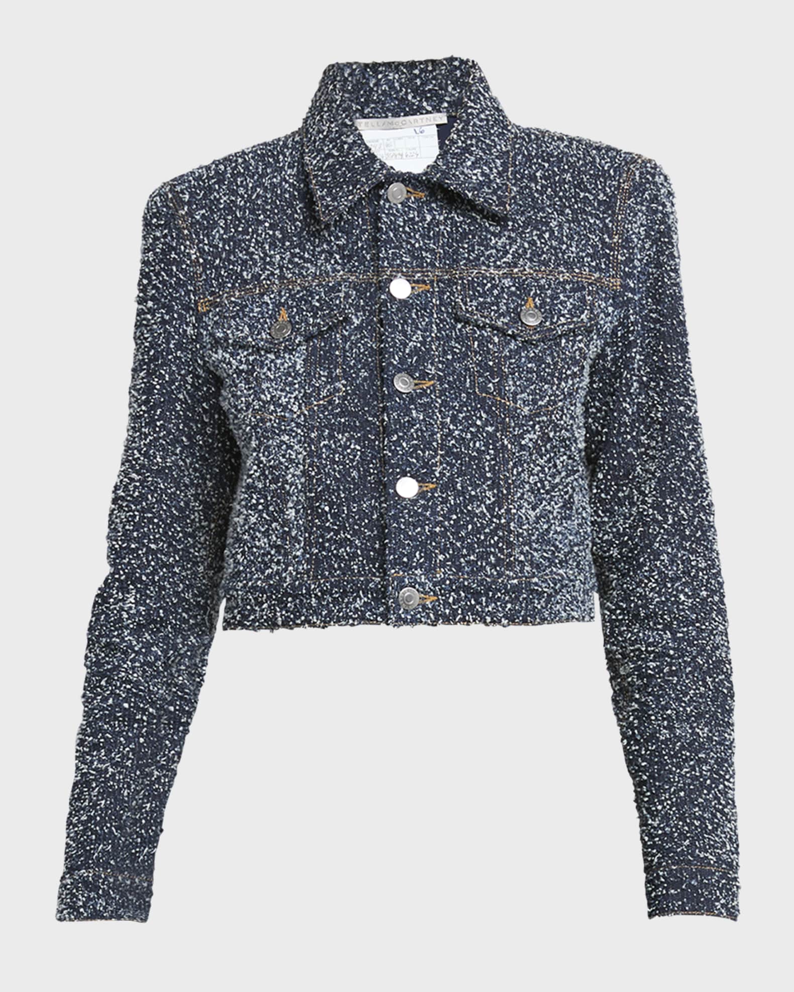 Stella McCartney Cropped Boucle Denim Jacket | Neiman Marcus