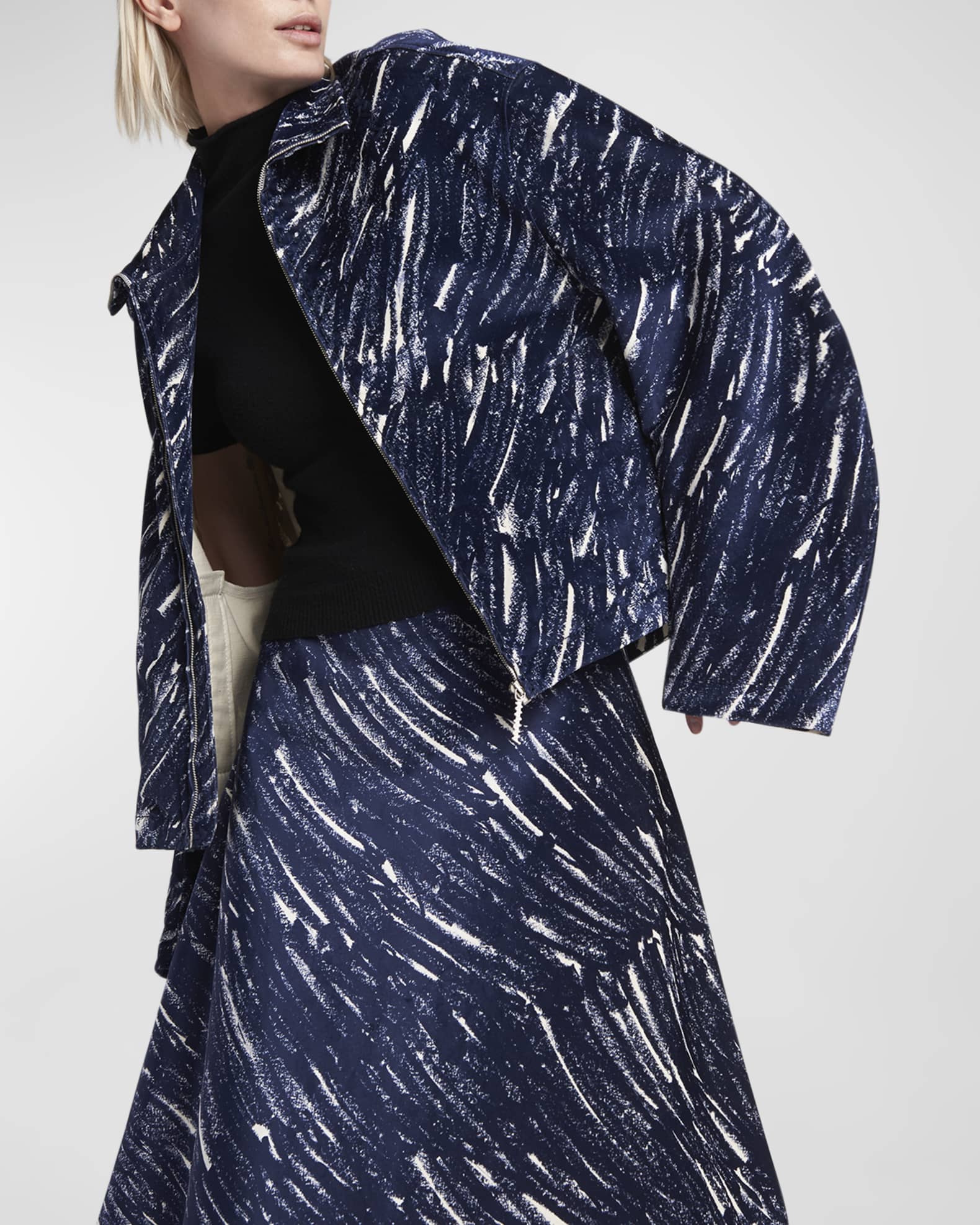 Marni Printed Cropped Cocoon Curved-Sleeve Jacket | Neiman Marcus