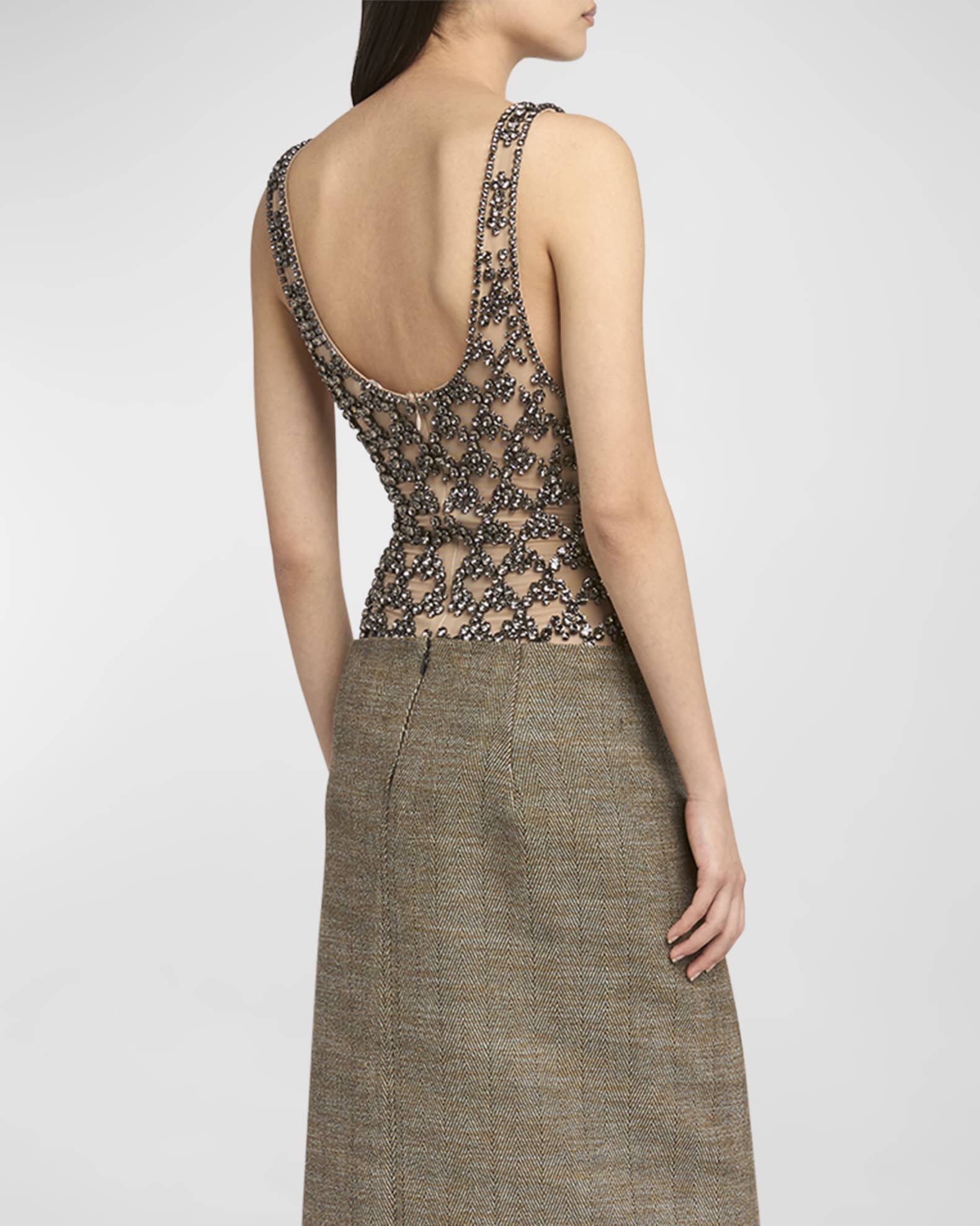 Stella McCartney Crystal Embellished Mesh Bodysuit | Neiman Marcus