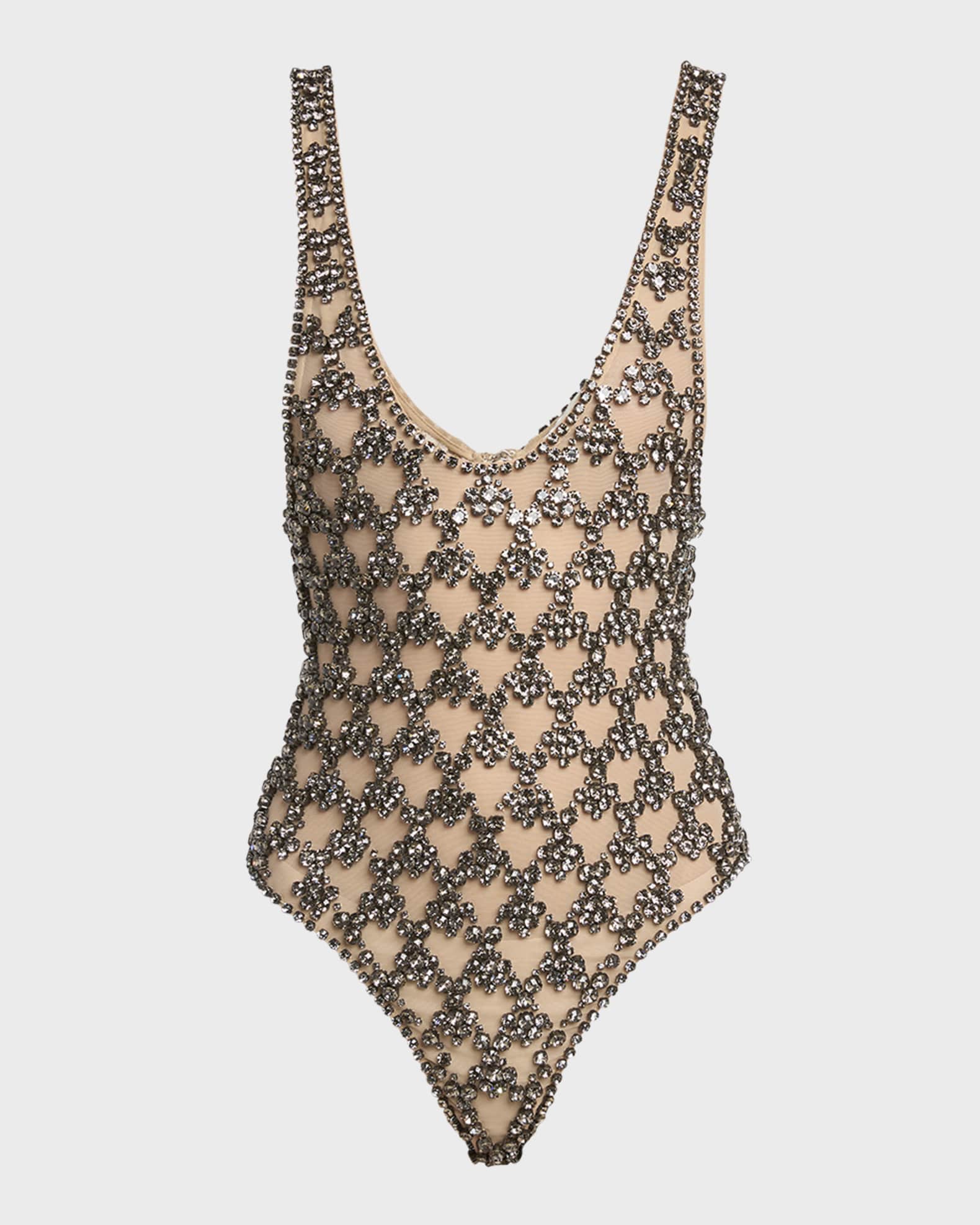Stella McCartney Crystal Embellished Mesh Bodysuit | Neiman Marcus