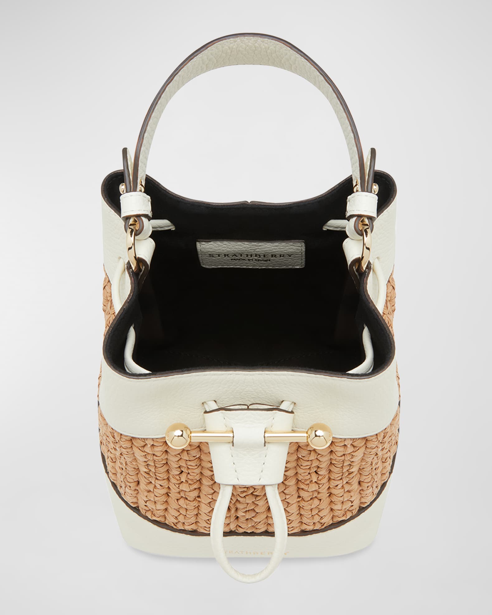 STRATHBERRY Lana Osette Raffia & Leather Bucket Bag | Neiman Marcus