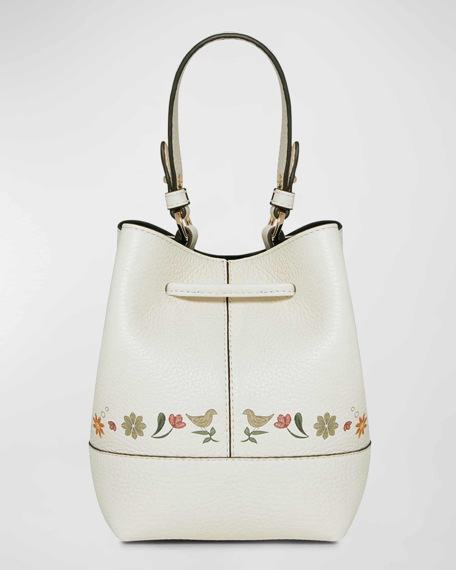 STRATHBERRY Lana Osette Floral Leather Bucket Bag | Neiman Marcus