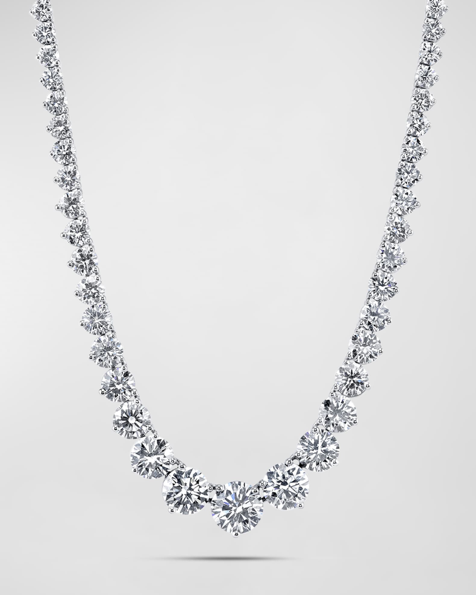 Neiman Marcus Diamonds Platinum Three-Prong Round White Diamond Riviera ...