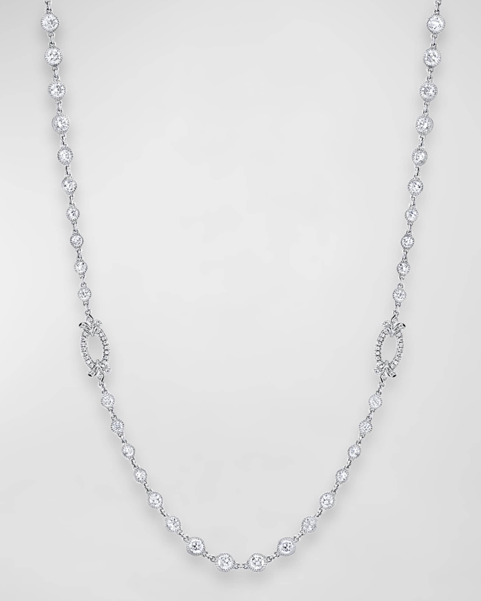 Neiman Marcus Diamonds Platinum Handmade Diamond Necklace with Oval ...