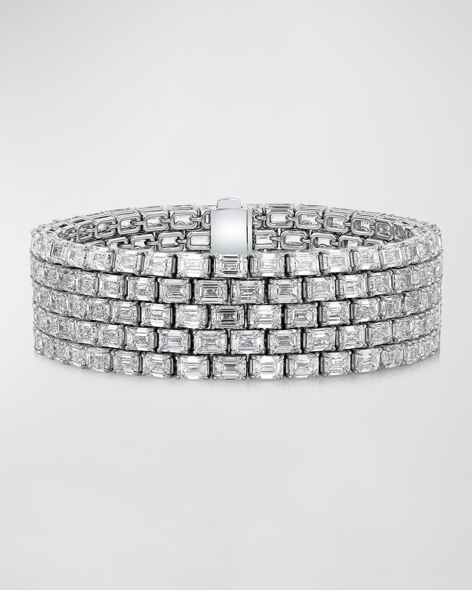 Neiman Marcus Diamonds Platinum and Diamond Stacked 5 Row Bracelet, 7 ...