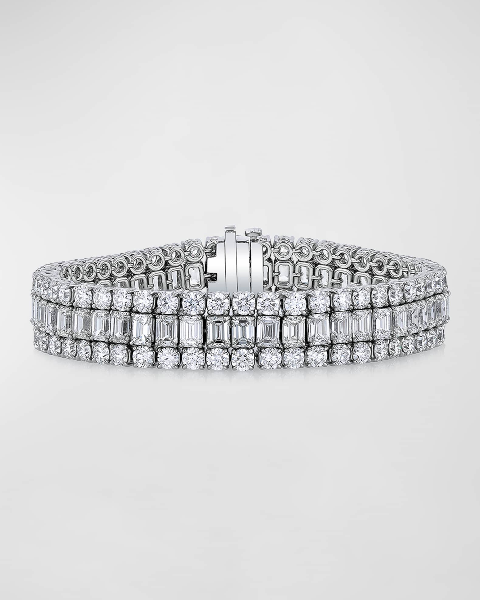 Neiman Marcus Diamonds Platinum 3 Row Diamond Bracelet, 7", 29.80tcw ...