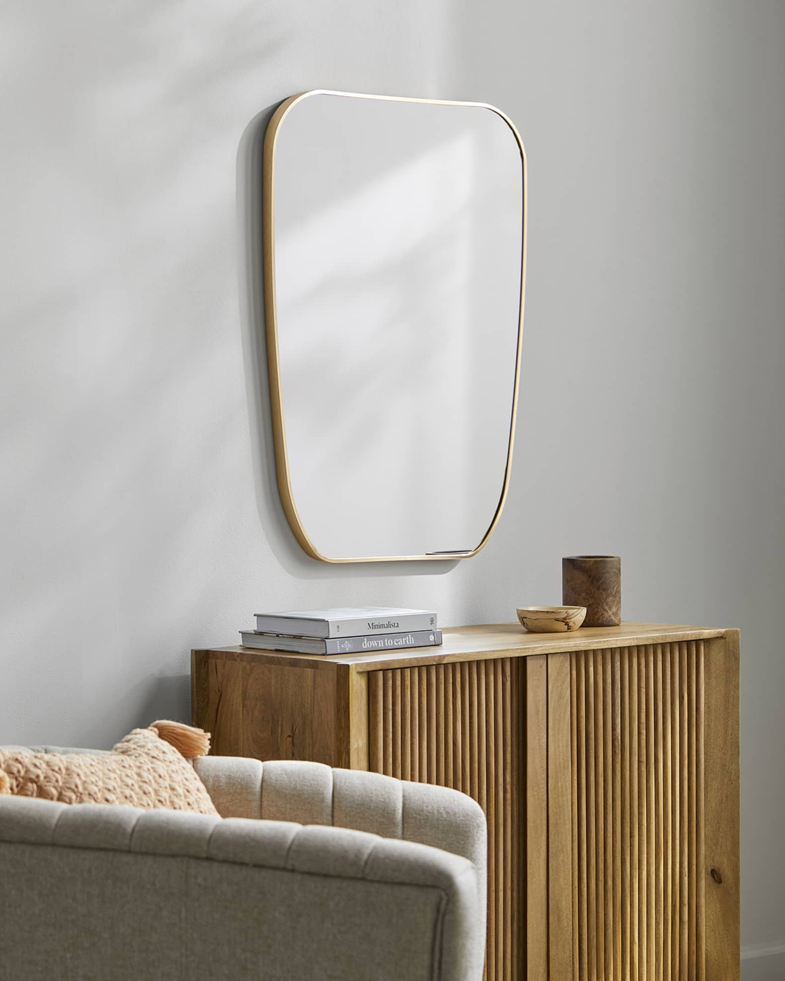 Surya Aranya 32" Shield Wall Mirror, Gold | Neiman Marcus
