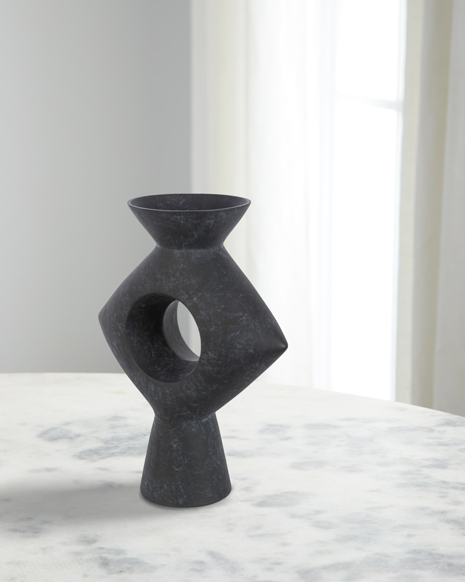Surya Yagya 17" Ceramic Vase, Black | Neiman Marcus