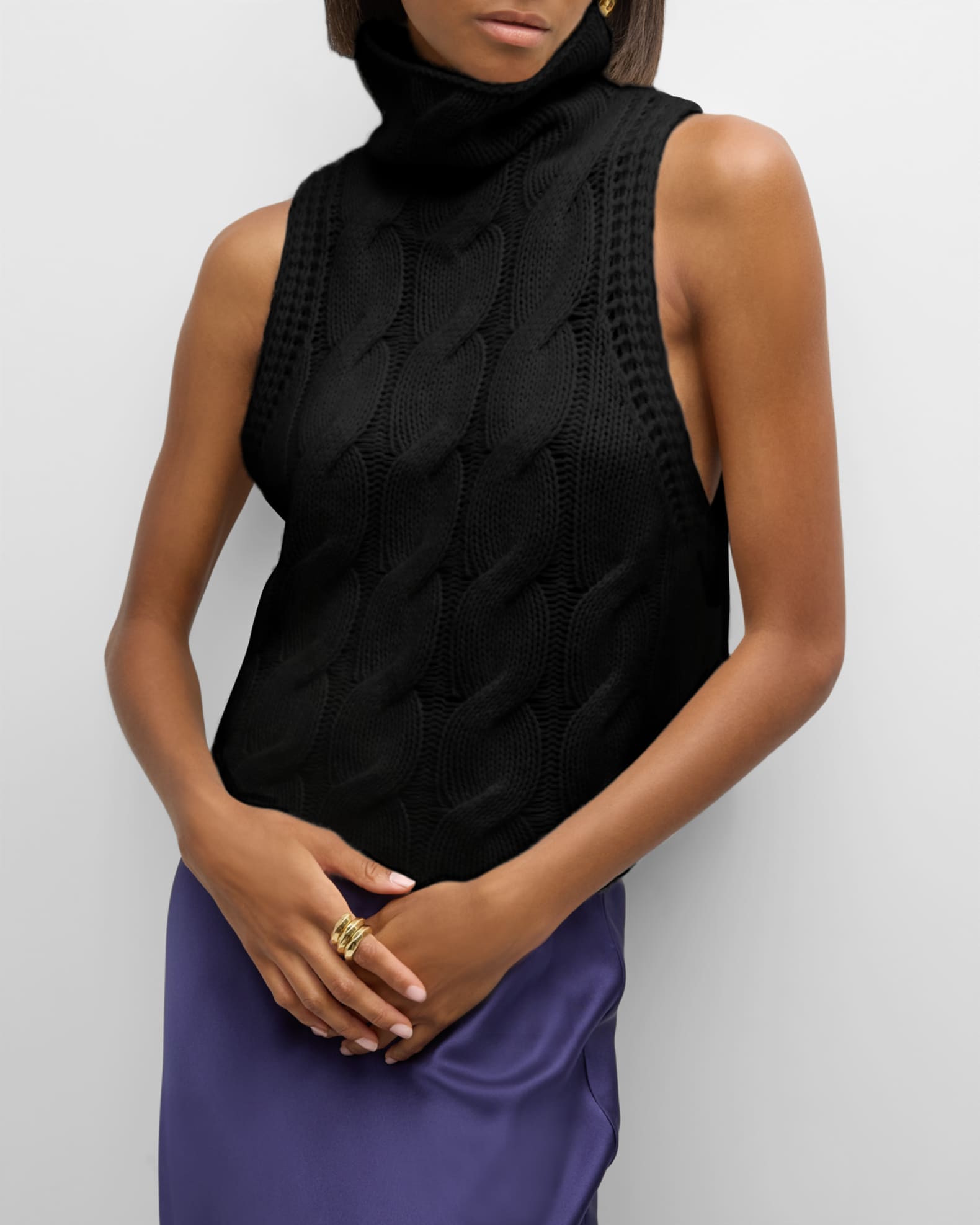 Sablyn Saige B Cashmere Sleeveless Turtleneck Sweater | Neiman Marcus