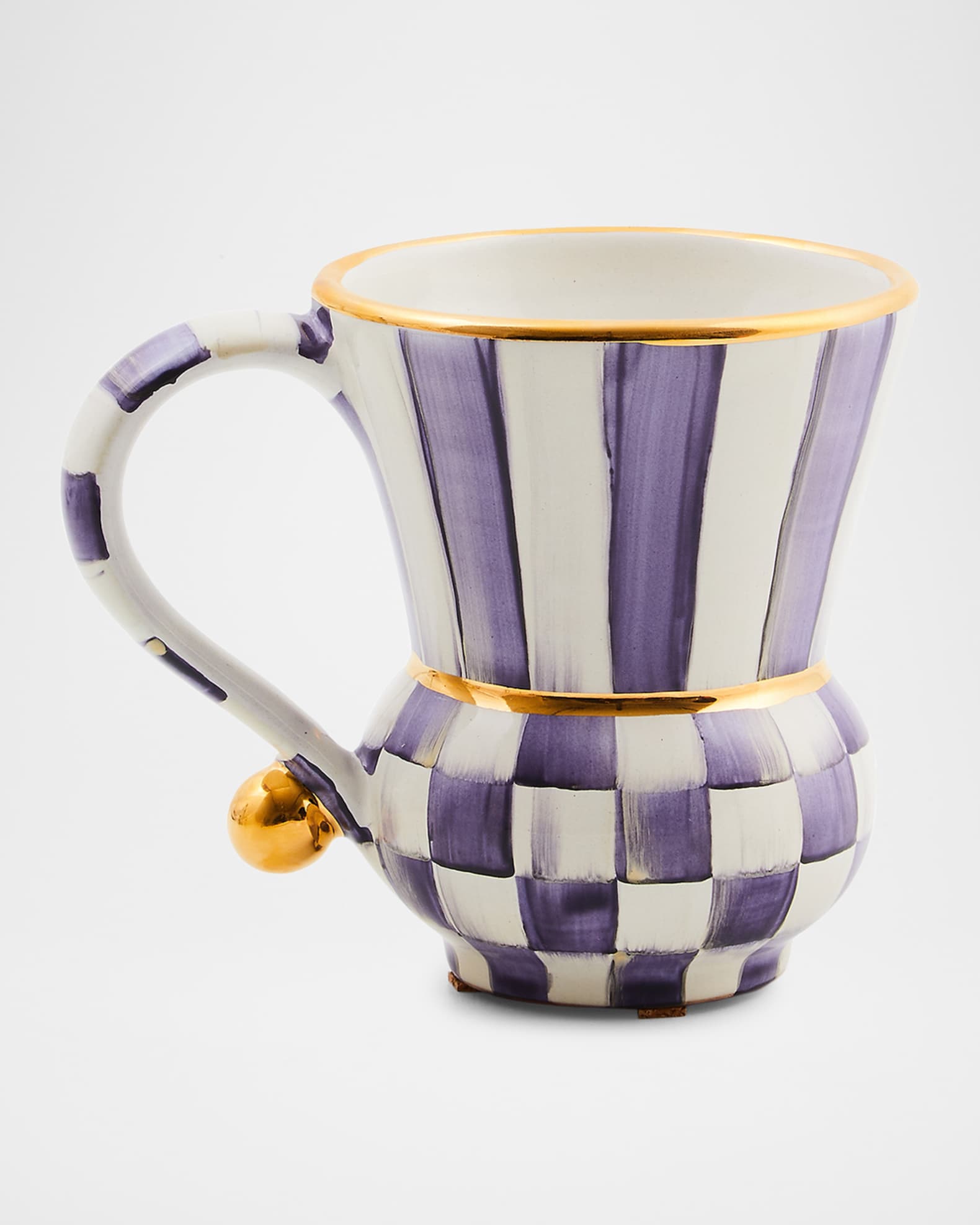 MacKenzie-Childs Plum Check Ceramic Mug | Neiman Marcus