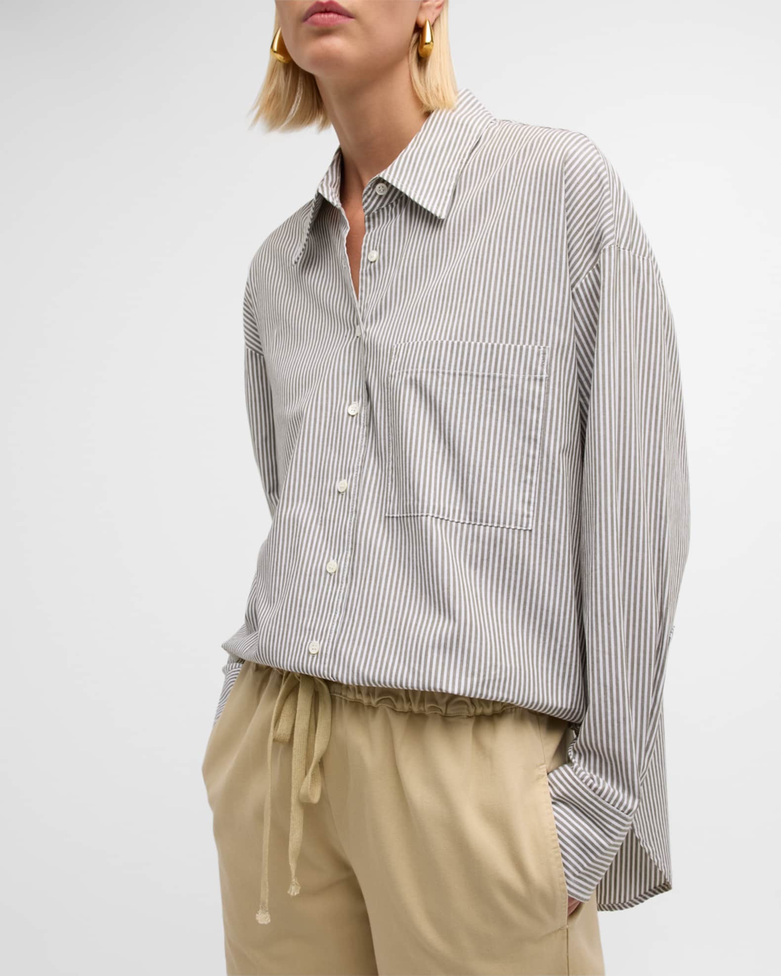 Xirena Sydney Striped Button-Down Cotton Shirt | Neiman Marcus