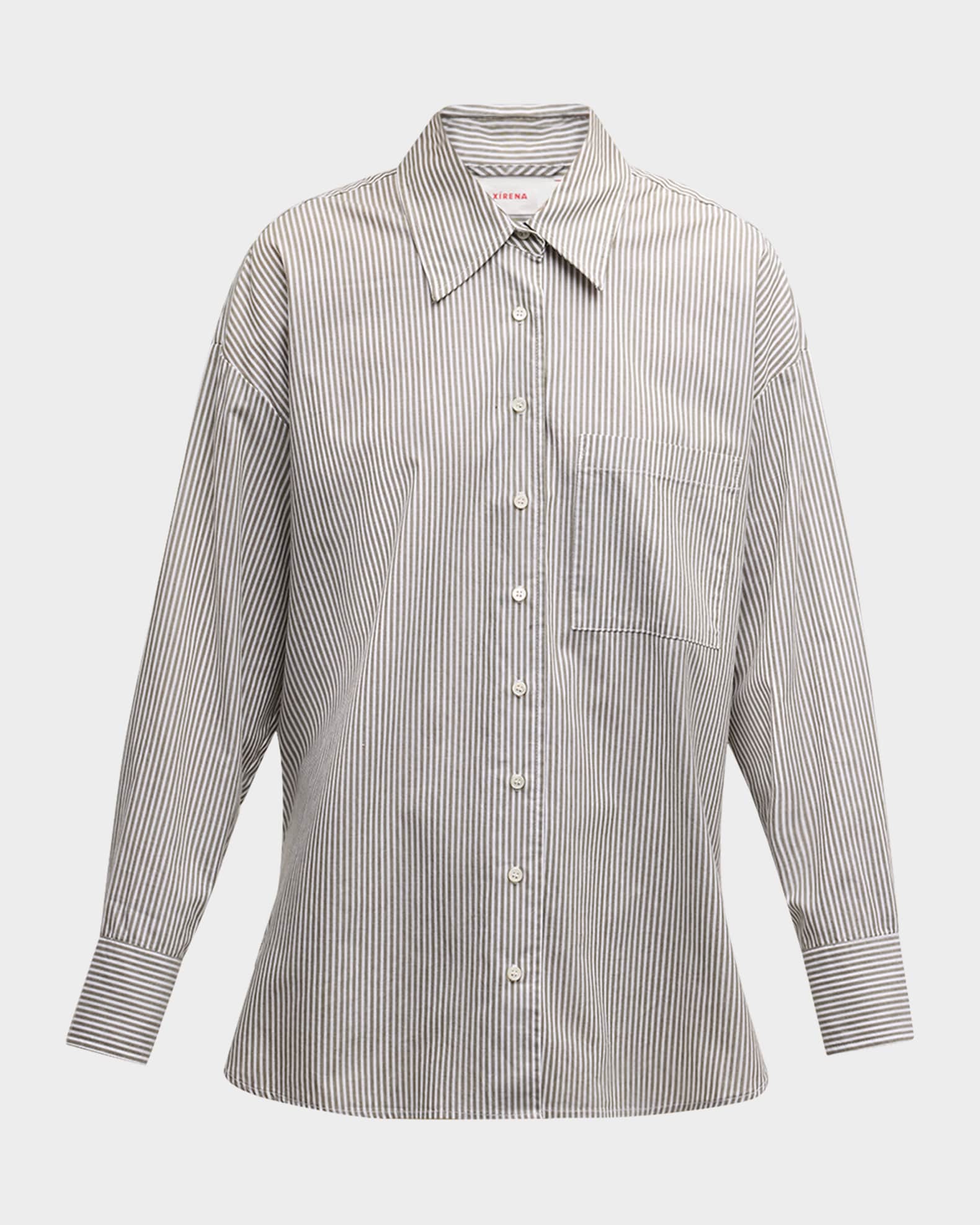 Xirena Sydney Striped Button-Down Cotton Shirt | Neiman Marcus