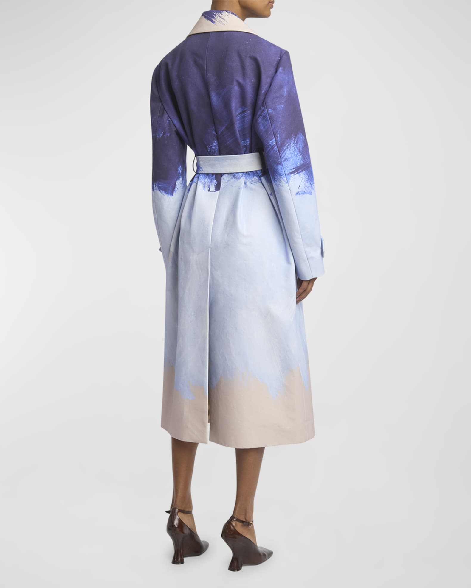 Dries Van Noten Ronald Paint Stroke Belted Trench Coat | Neiman Marcus