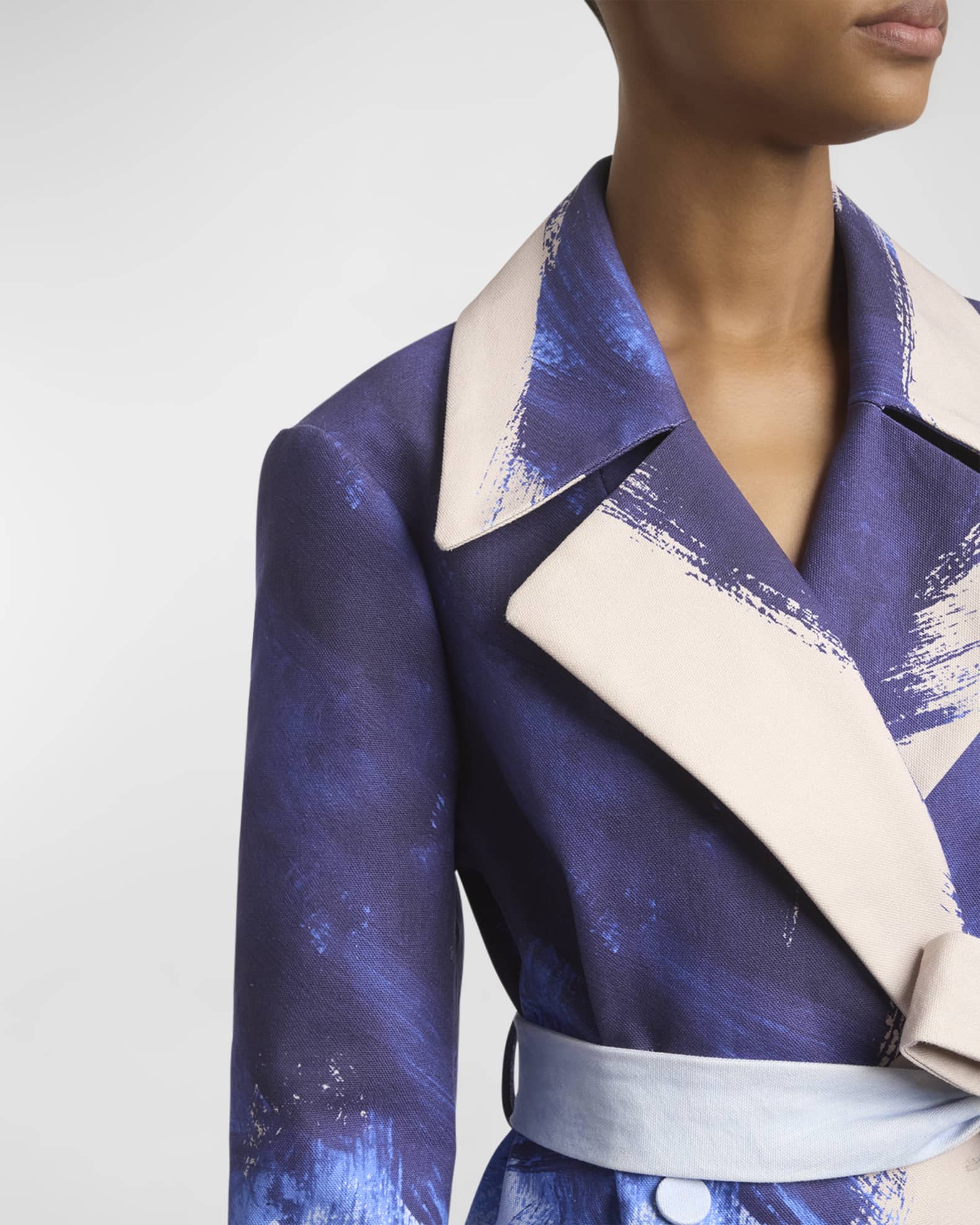 Dries Van Noten Ronald Paint Stroke Belted Trench Coat | Neiman Marcus