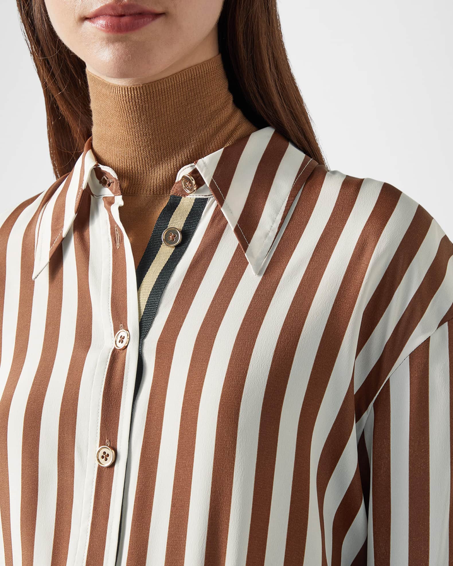 LK Bennett Blythe Striped Button-Down Blouse | Neiman Marcus
