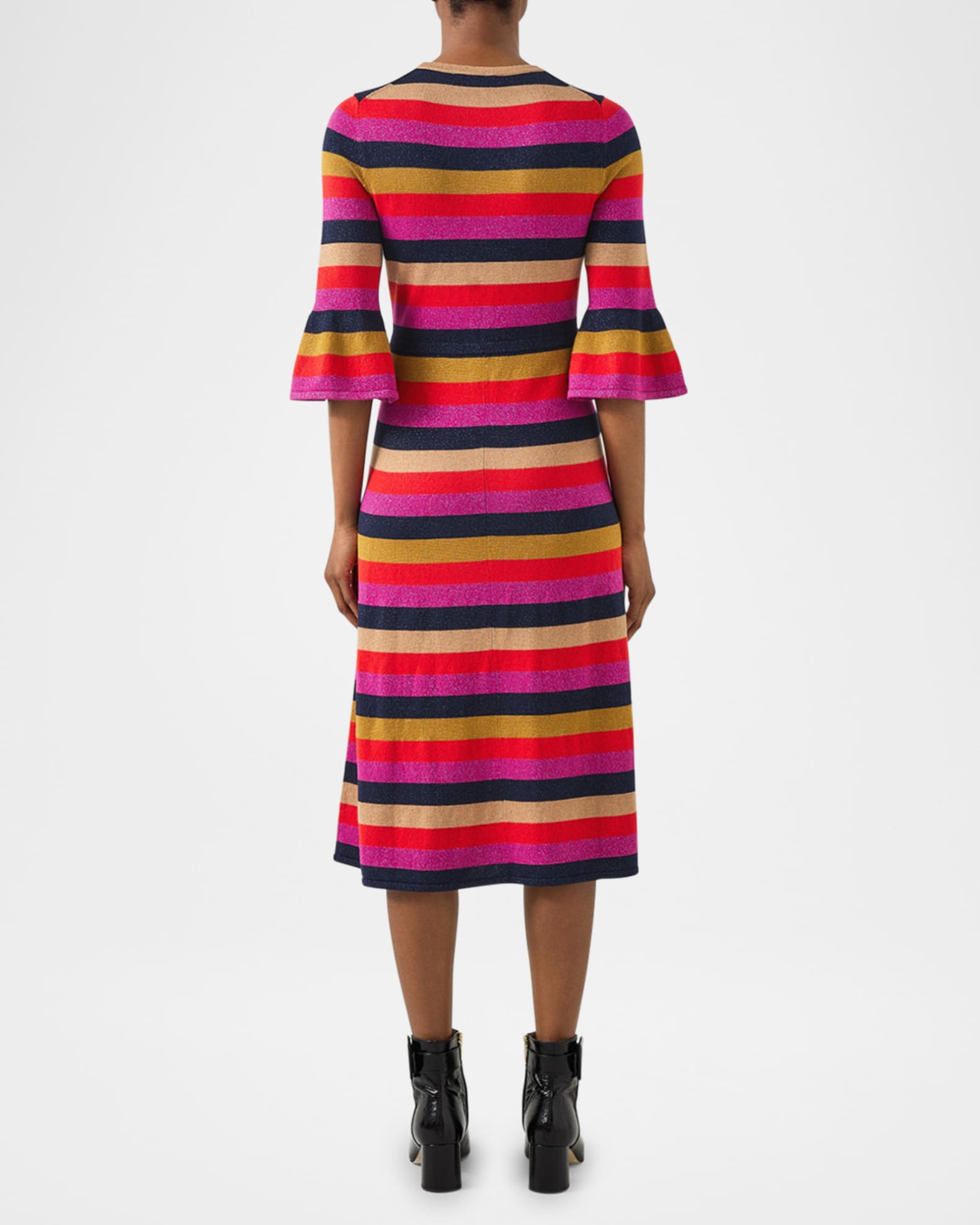 LK Bennett Alice Shimmer Striped Knit Midi Dress | Neiman Marcus