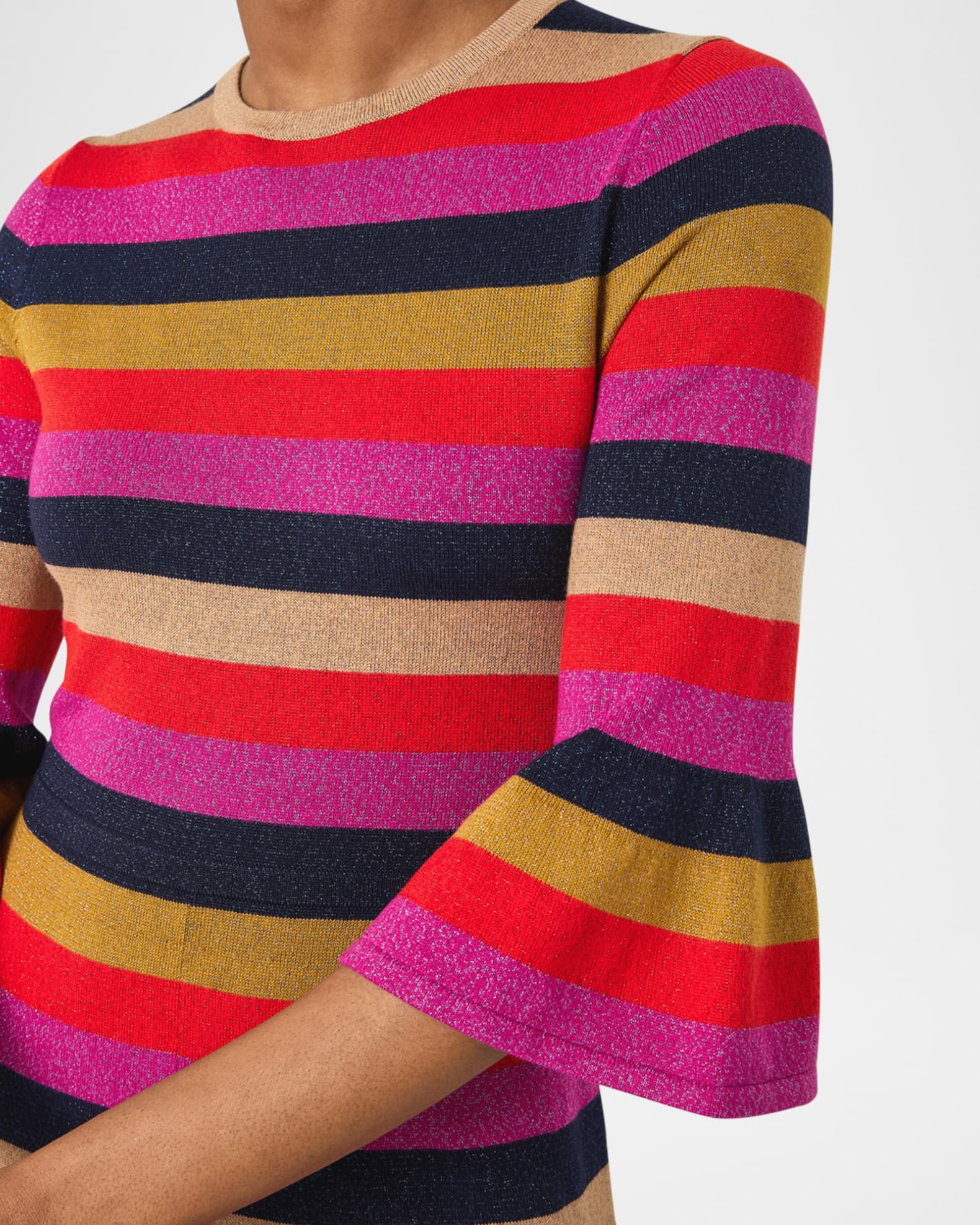 LK Bennett Alice Shimmer Striped Knit Midi Dress | Neiman Marcus