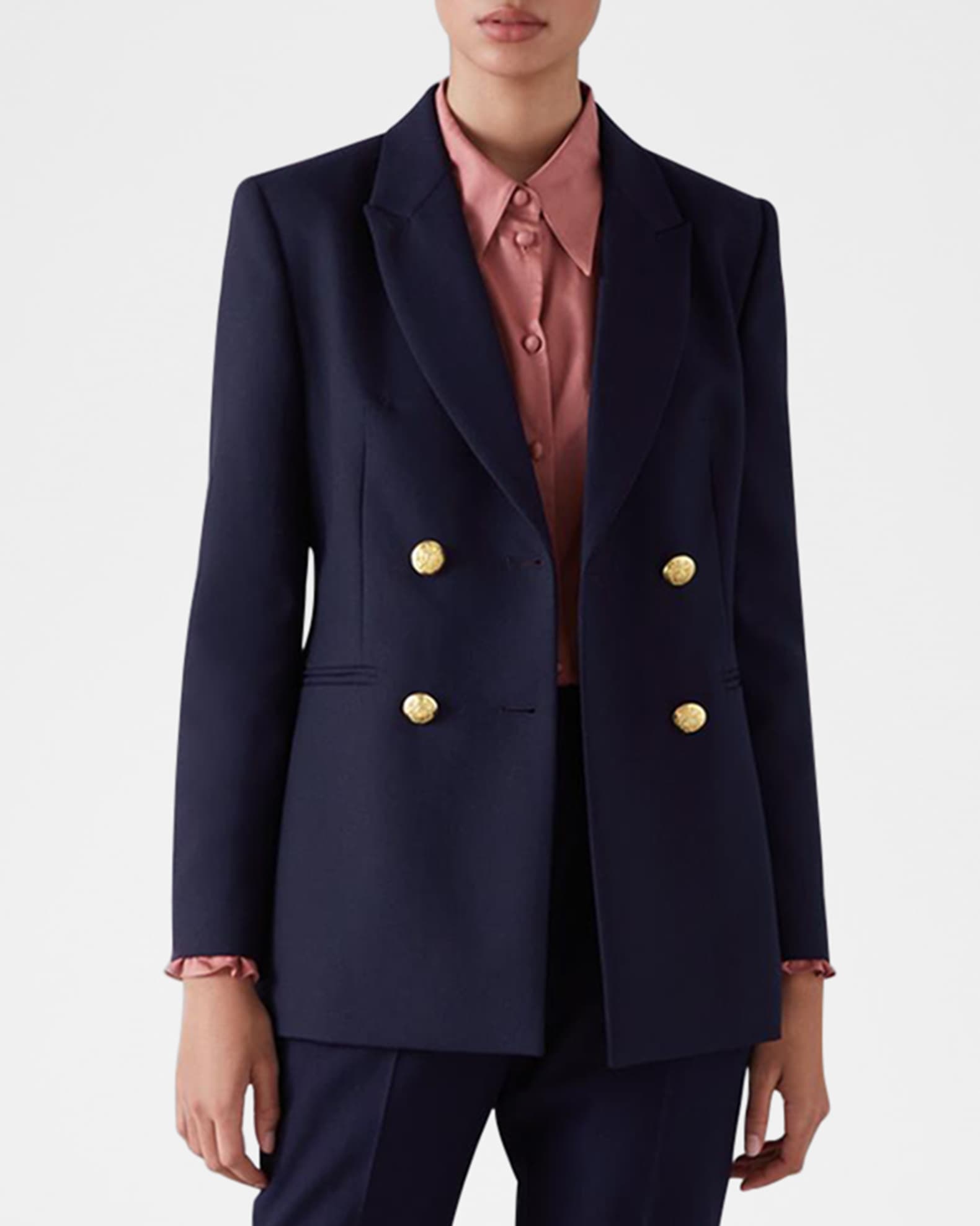 LK Bennett Mariner Double-Breasted Sailor Jacket | Neiman Marcus
