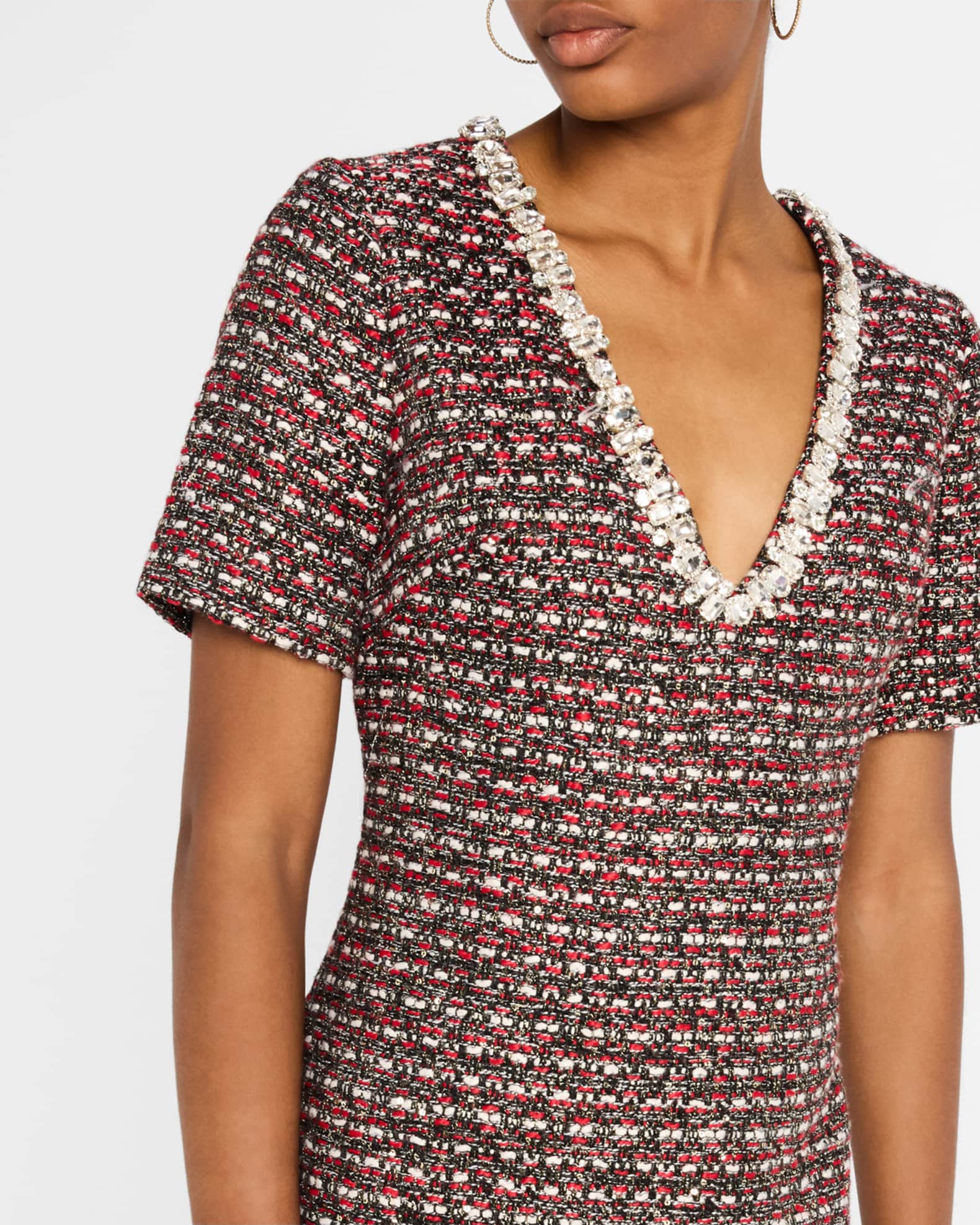 Milly Nyah Crystal-Embellished Tweed Mini Dress | Neiman Marcus