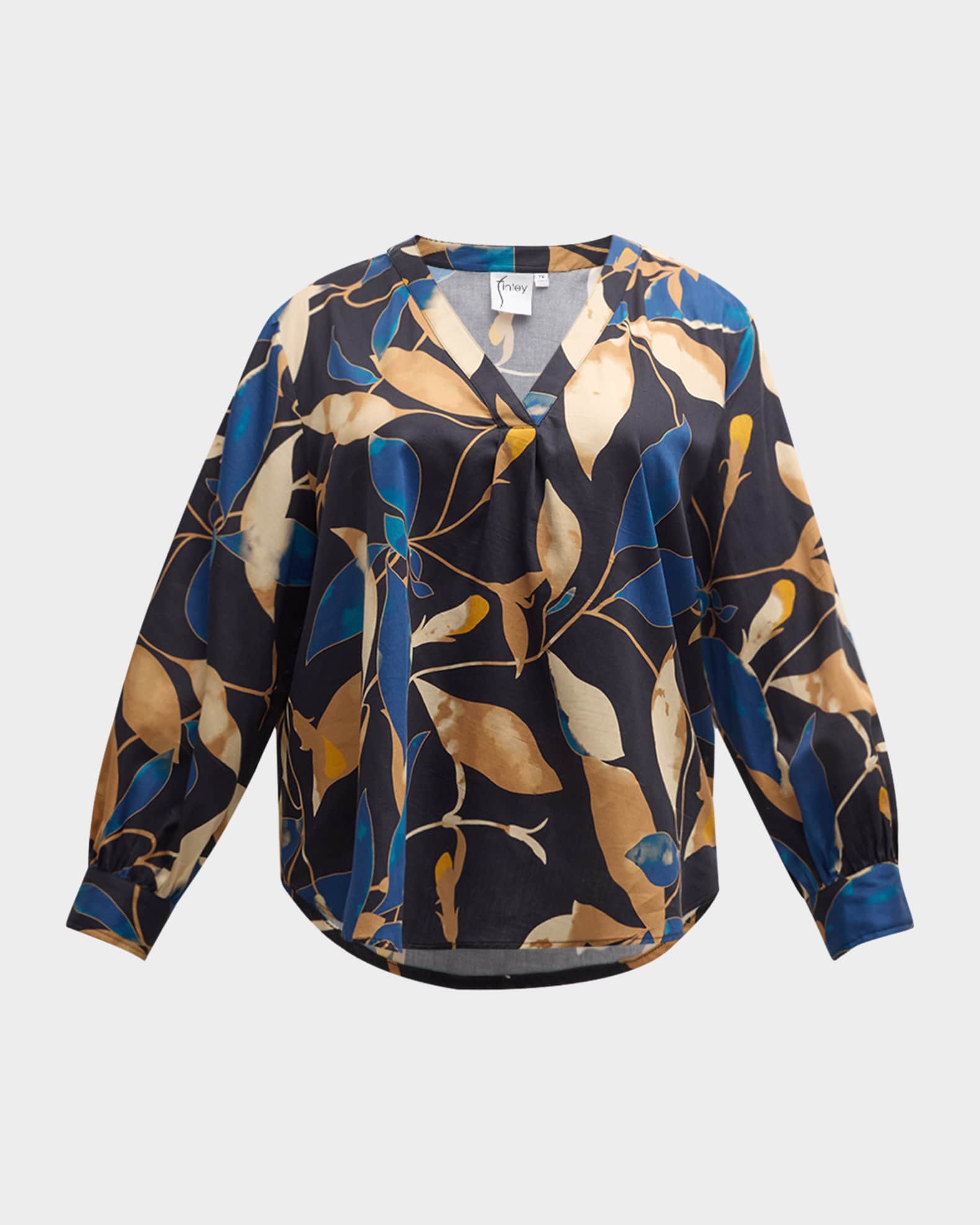Finley Plus Size Celeste Floral-Print Cotton Top | Neiman Marcus