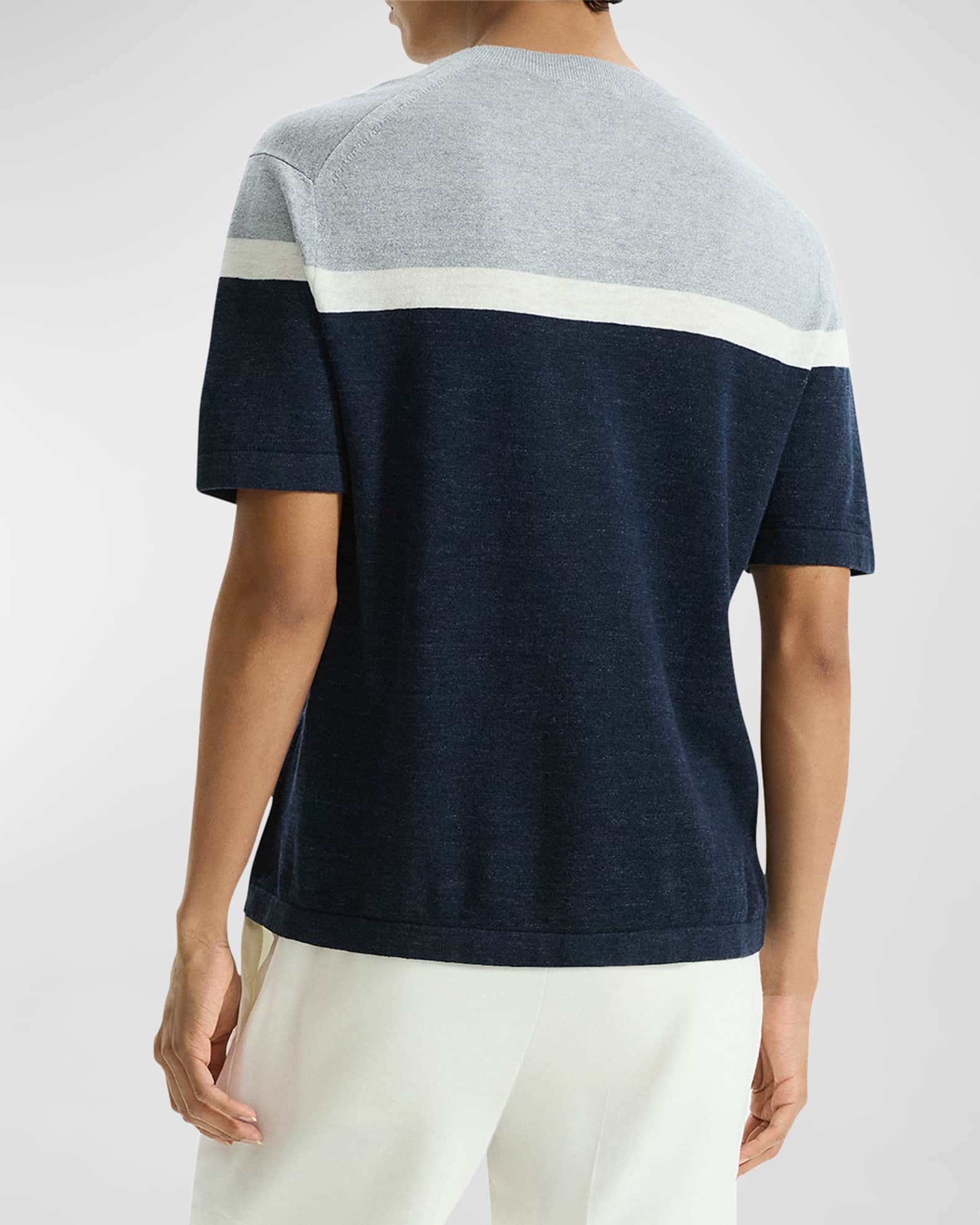 Theory Men's Pacific Linen Colorblock T-Shirt | Neiman Marcus