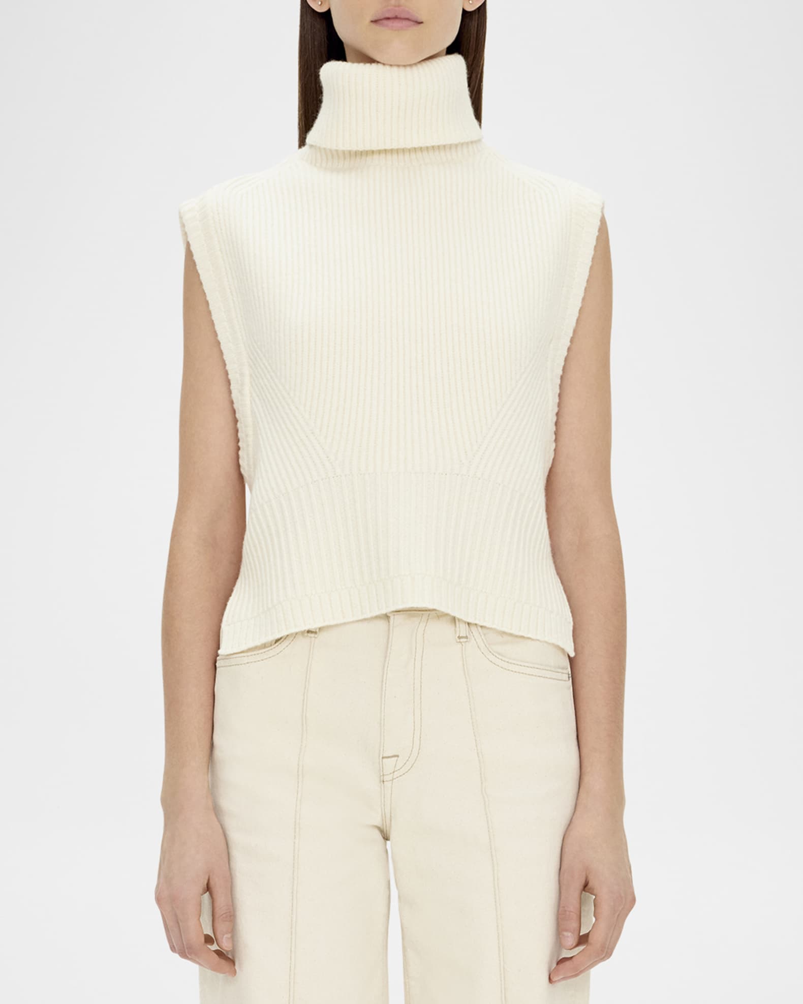 SIMKHAI Maple Wool & Cashmere Sleeveless Turtleneck Top | Neiman Marcus