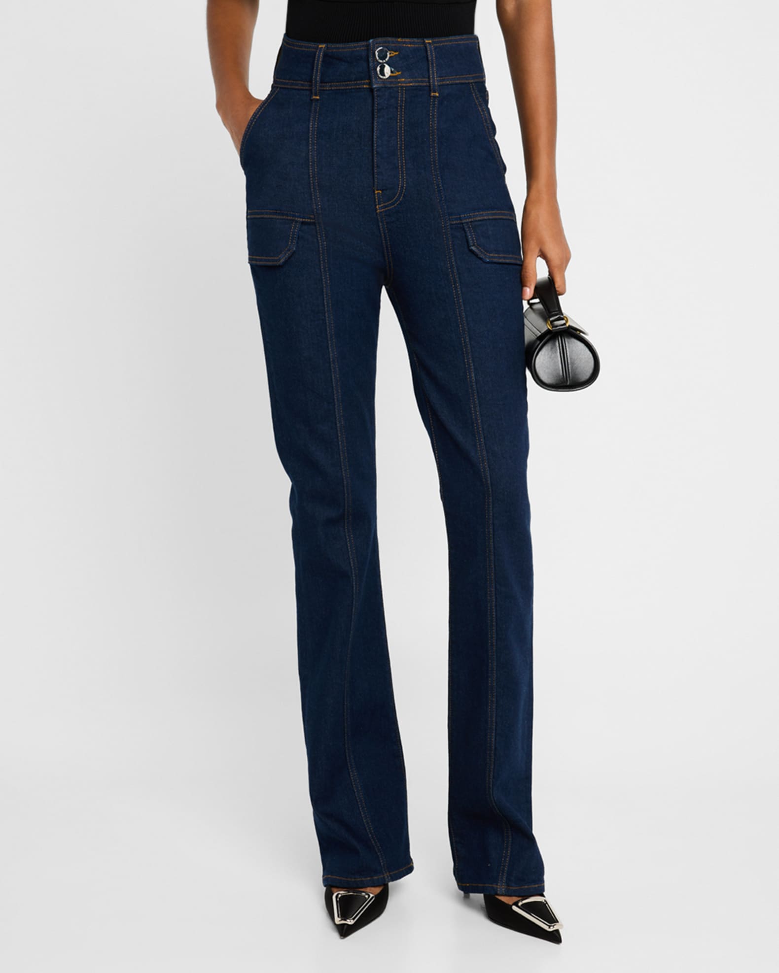 Derek Lam 10 Crosby Charles High-Rise Pocket Flare Jeans | Neiman Marcus