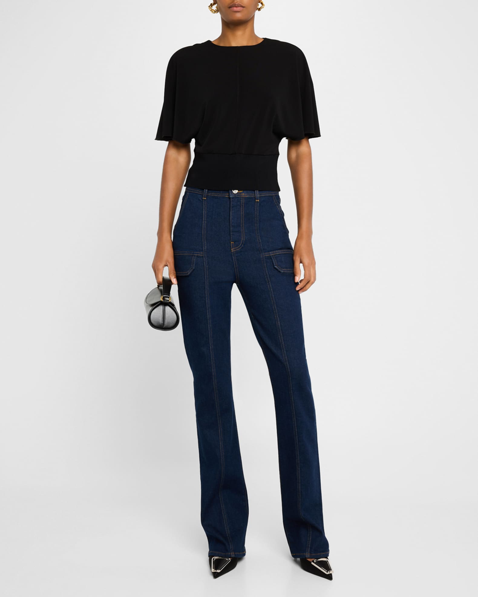 Derek Lam 10 Crosby Charles High-Rise Pocket Flare Jeans | Neiman Marcus