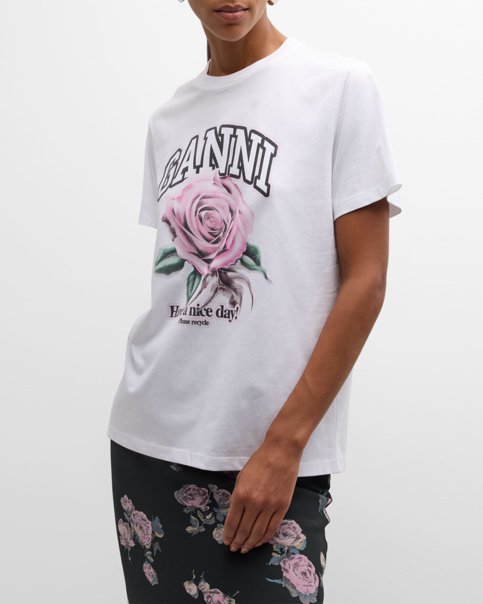 Ganni Rose Basic Jersey T-Shirt | Neiman Marcus