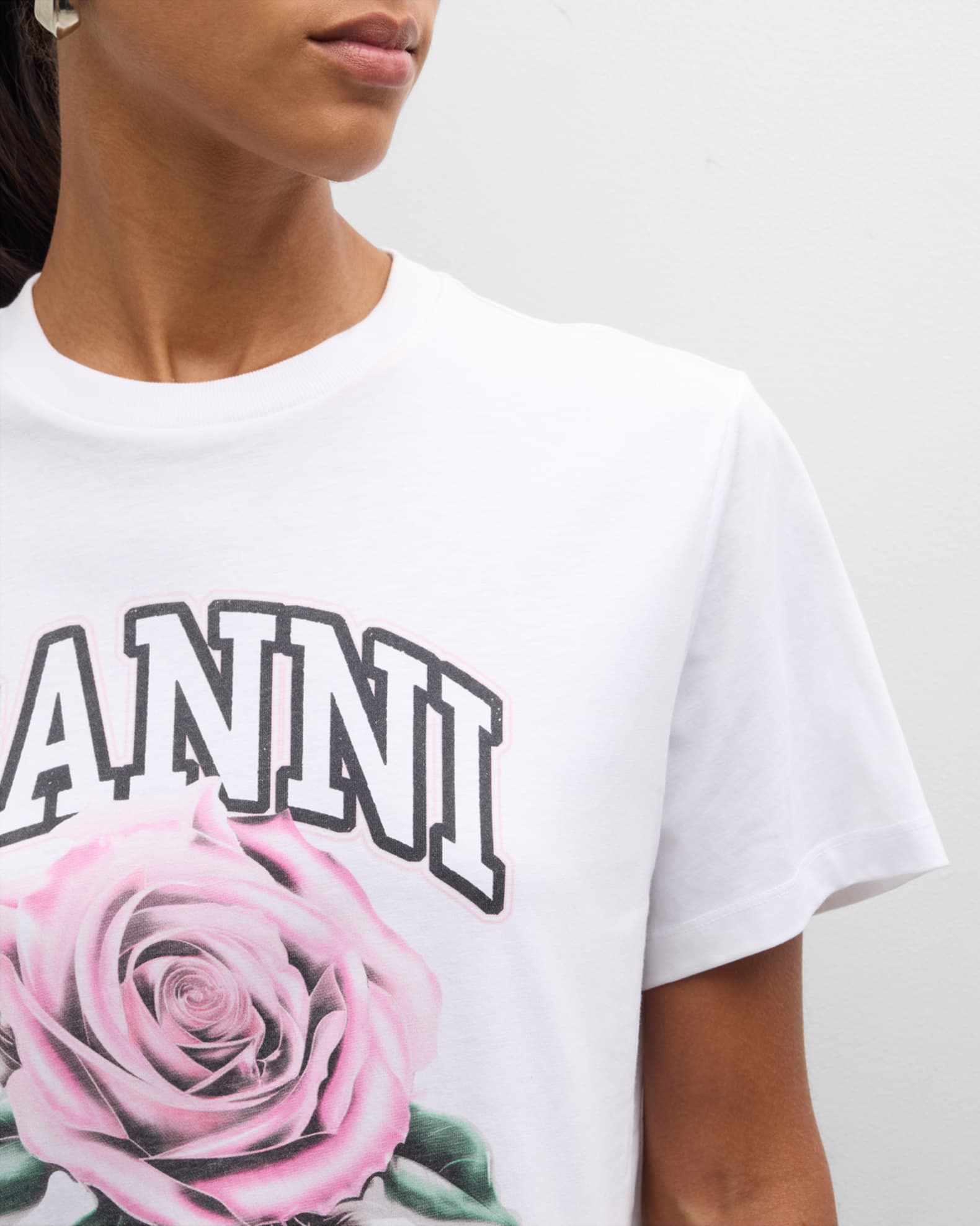 Ganni Rose Basic Jersey T-Shirt | Neiman Marcus