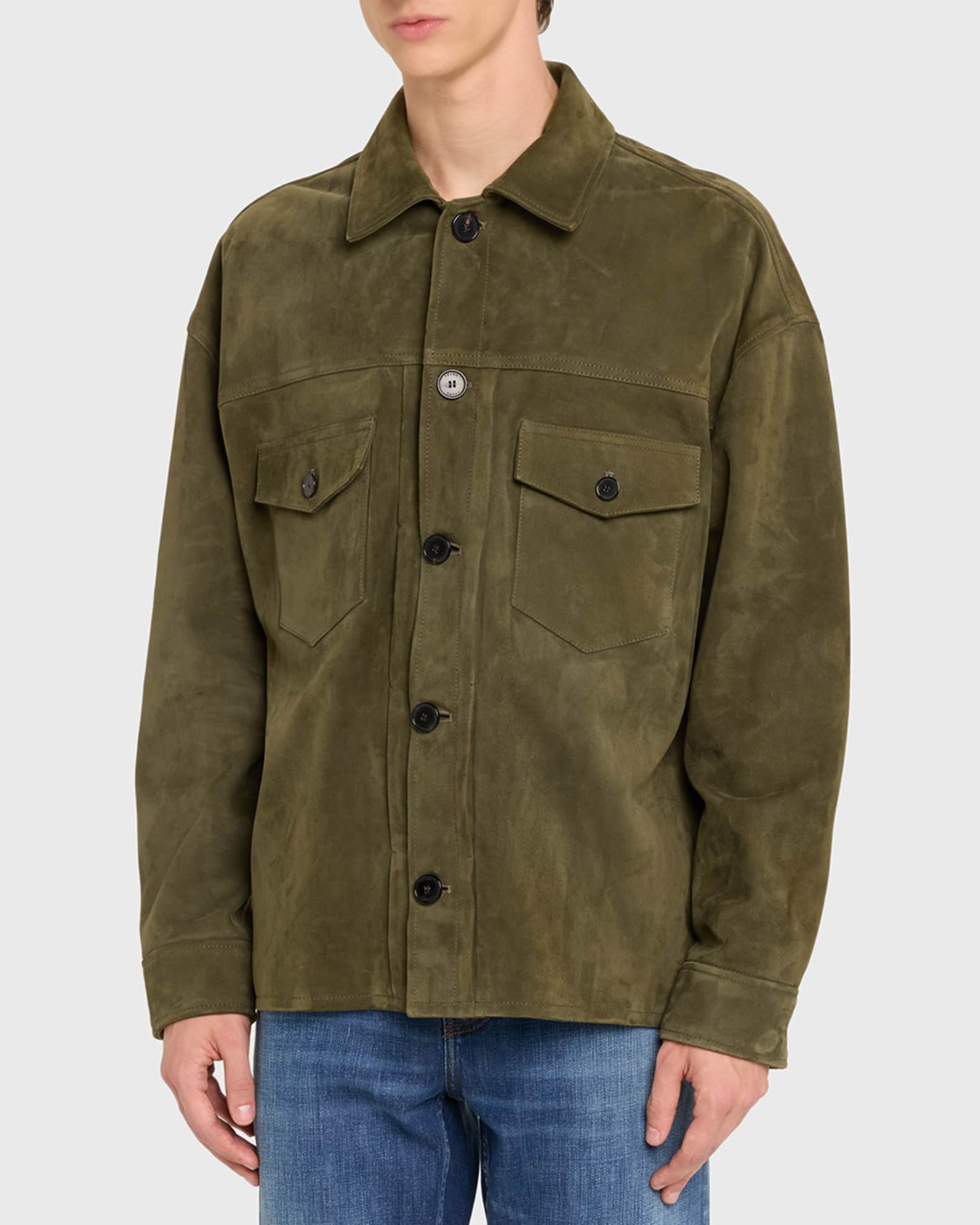 FRAME Men's Lamb Suede Jacket | Neiman Marcus