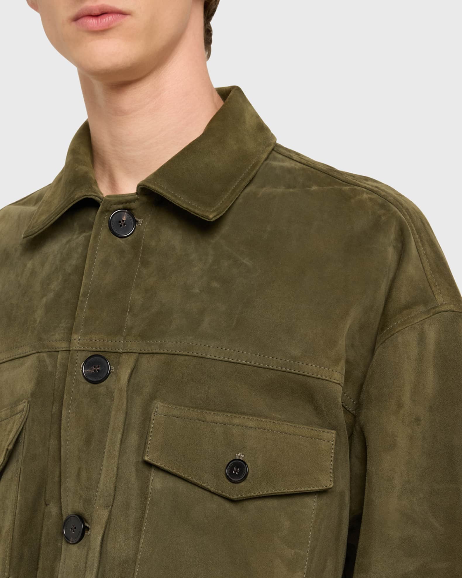 FRAME Men's Lamb Suede Jacket | Neiman Marcus