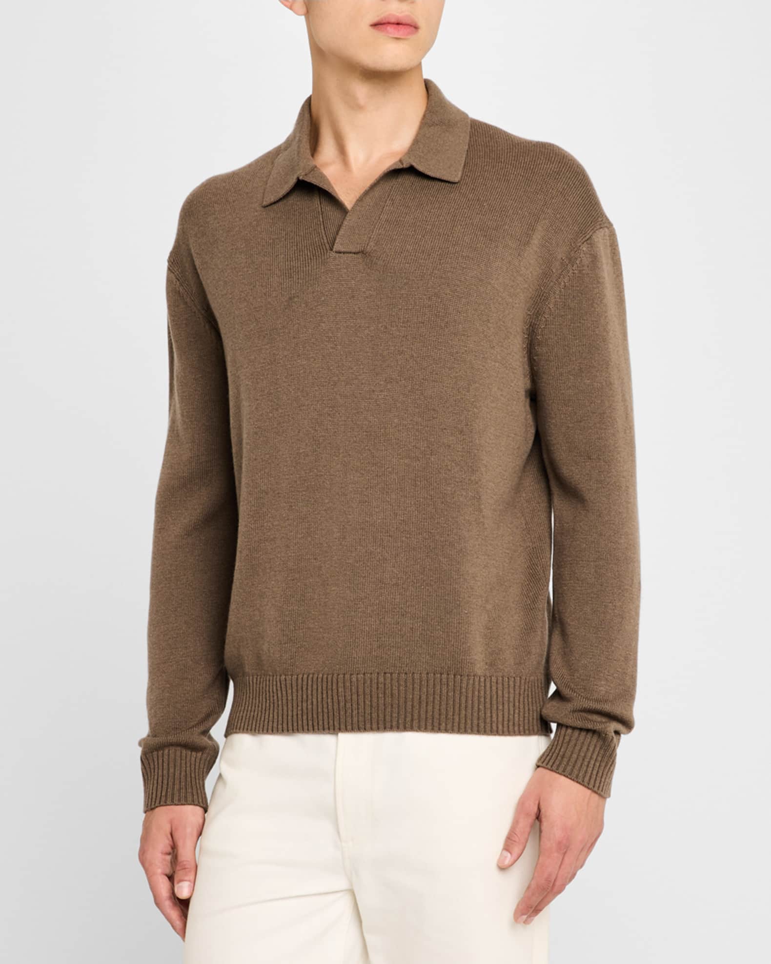 FRAME Men's Wool-Silk Polo Sweater | Neiman Marcus