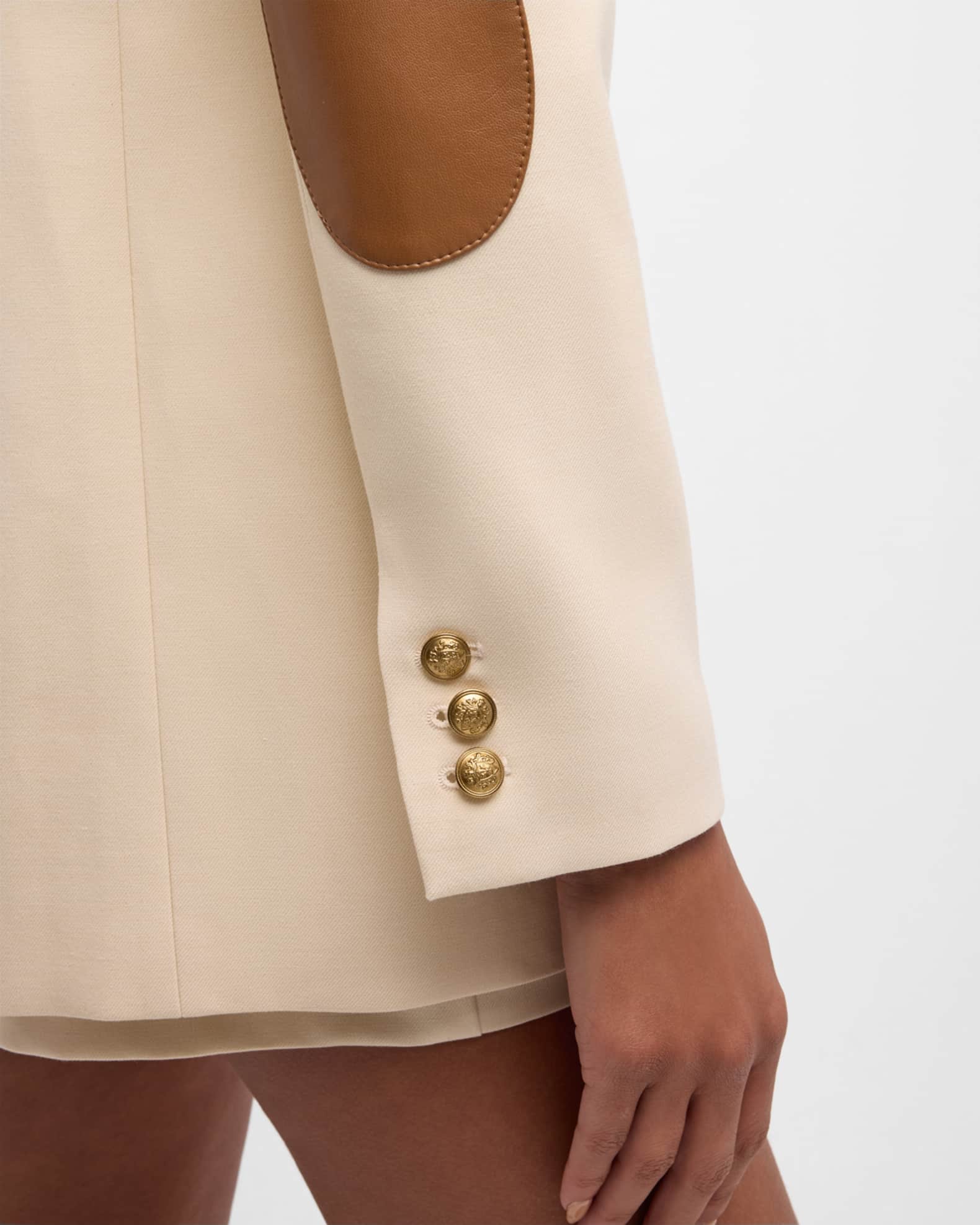 Alice + Olivia Billie Elbow Patch Boxy Blazer | Neiman Marcus