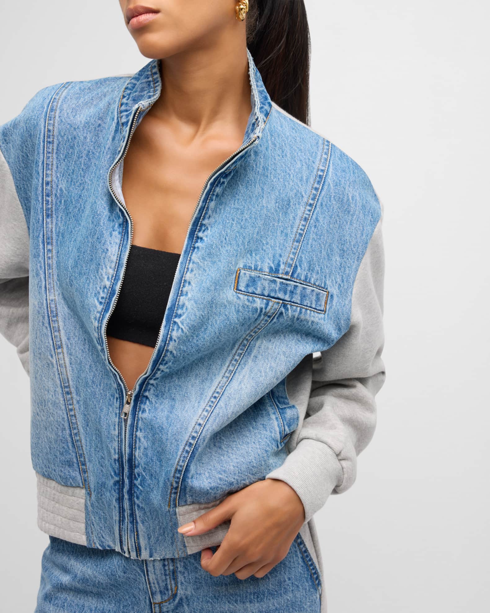 SER.O.YA Page Terry Denim Jacket | Neiman Marcus