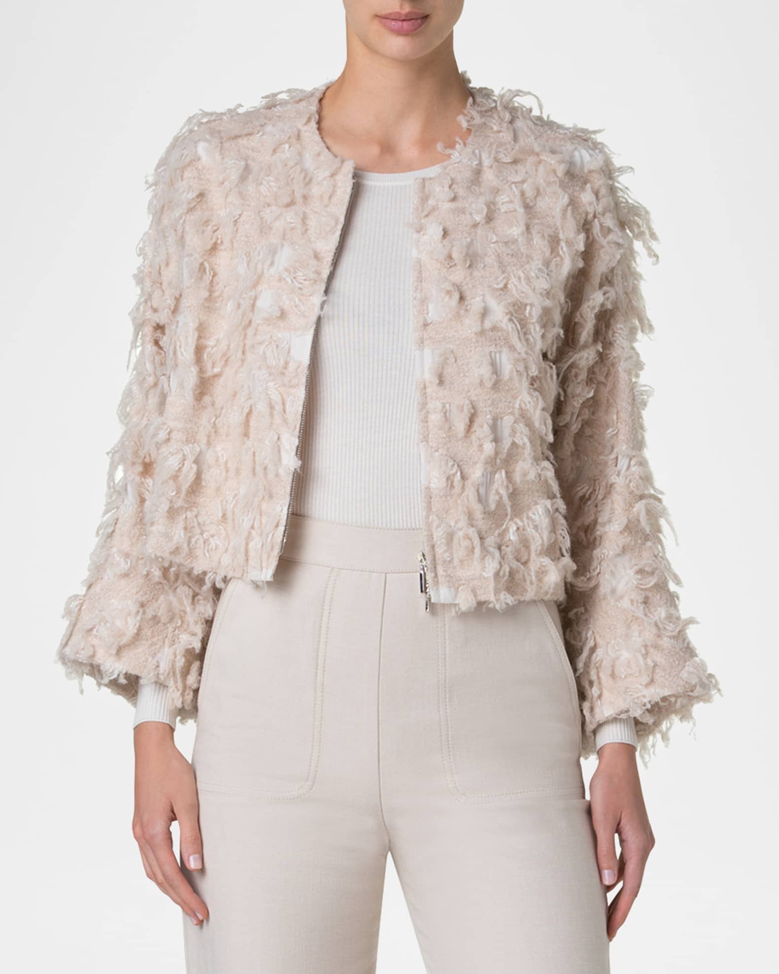 Akris Alida Short 3D Jacquard Wool-Blend Jacket | Neiman Marcus