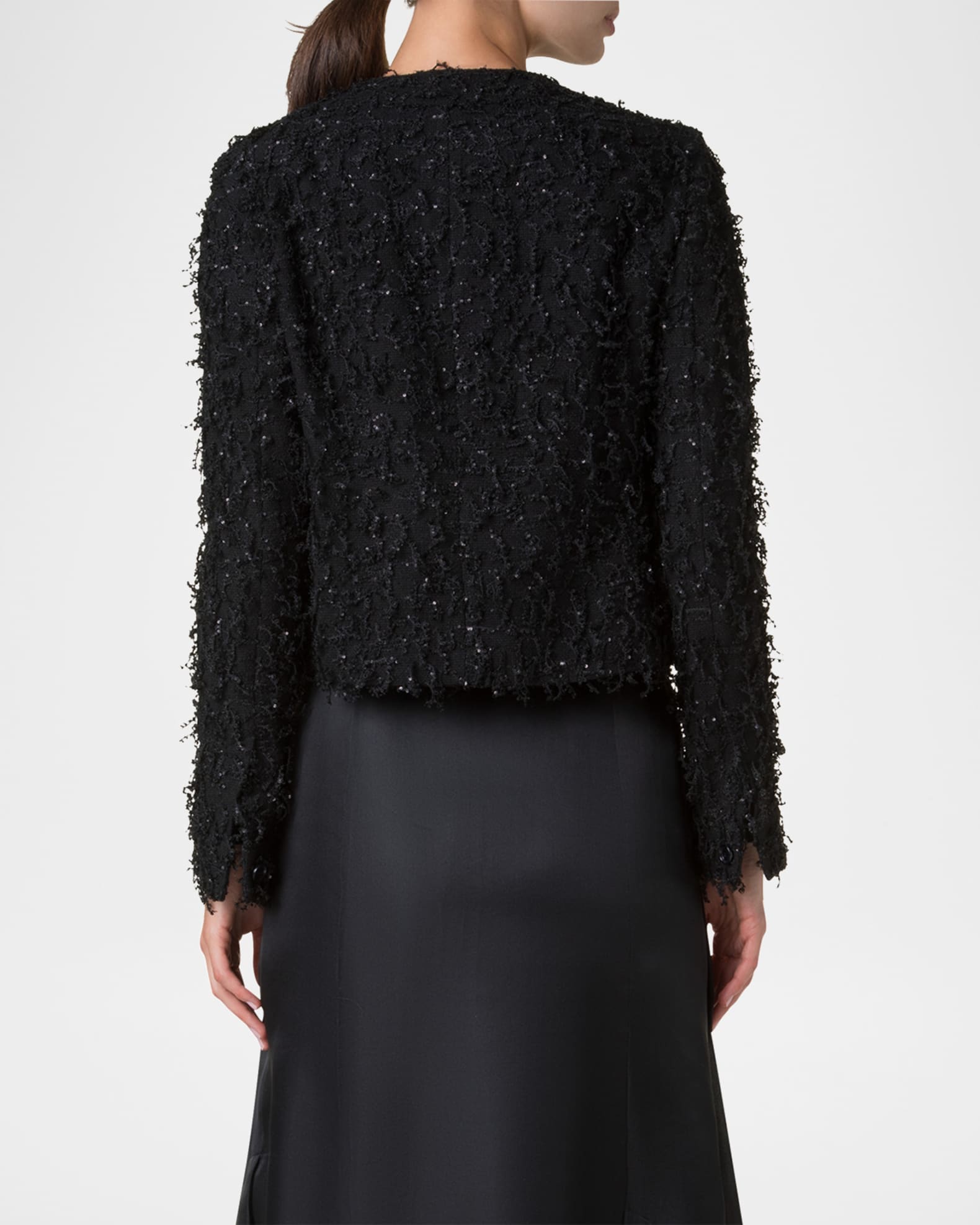 Akris Bea Micro Sequin Fringed Boucle Shirt Jacket | Neiman Marcus