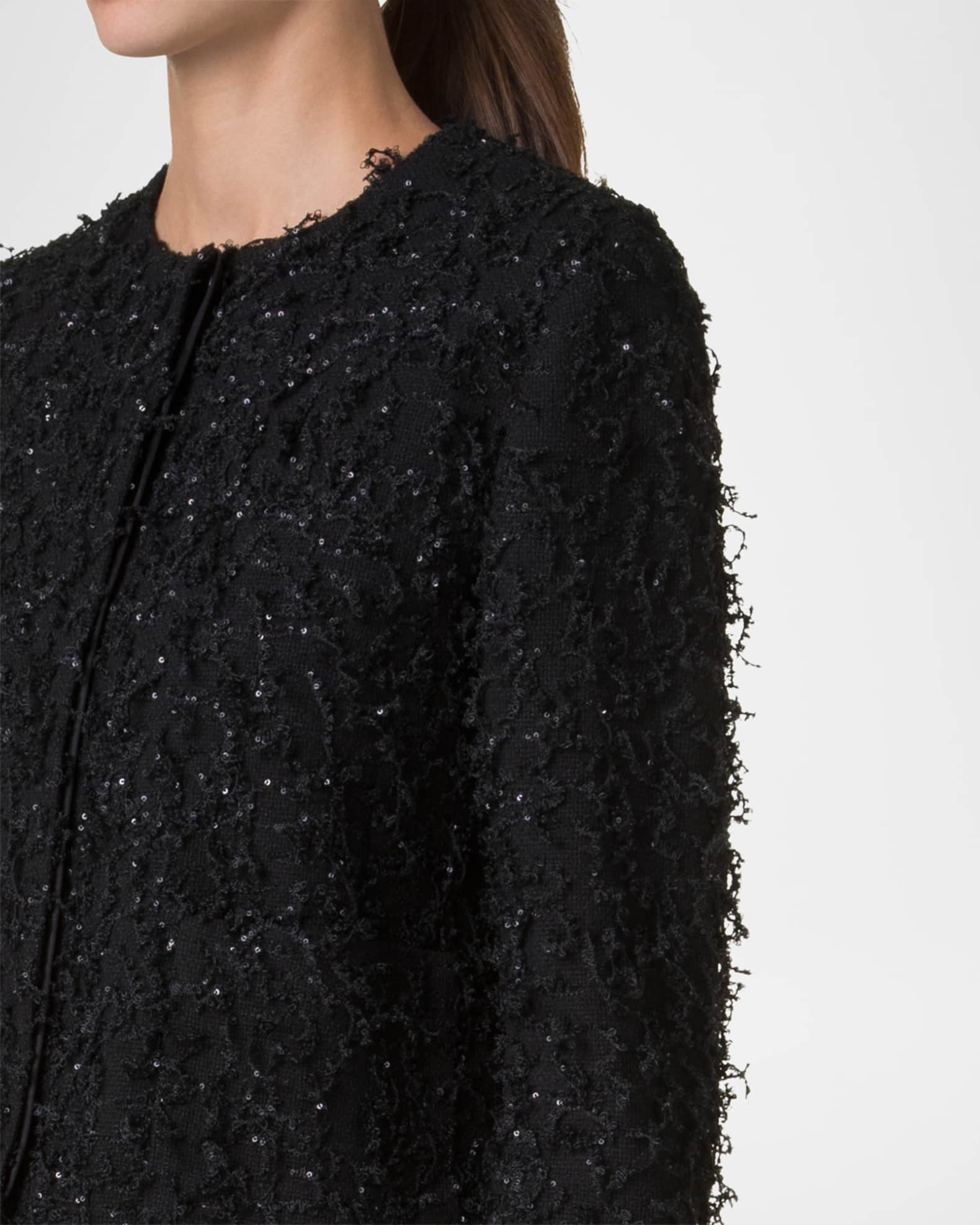 Akris Bea Micro Sequin Fringed Boucle Shirt Jacket | Neiman Marcus
